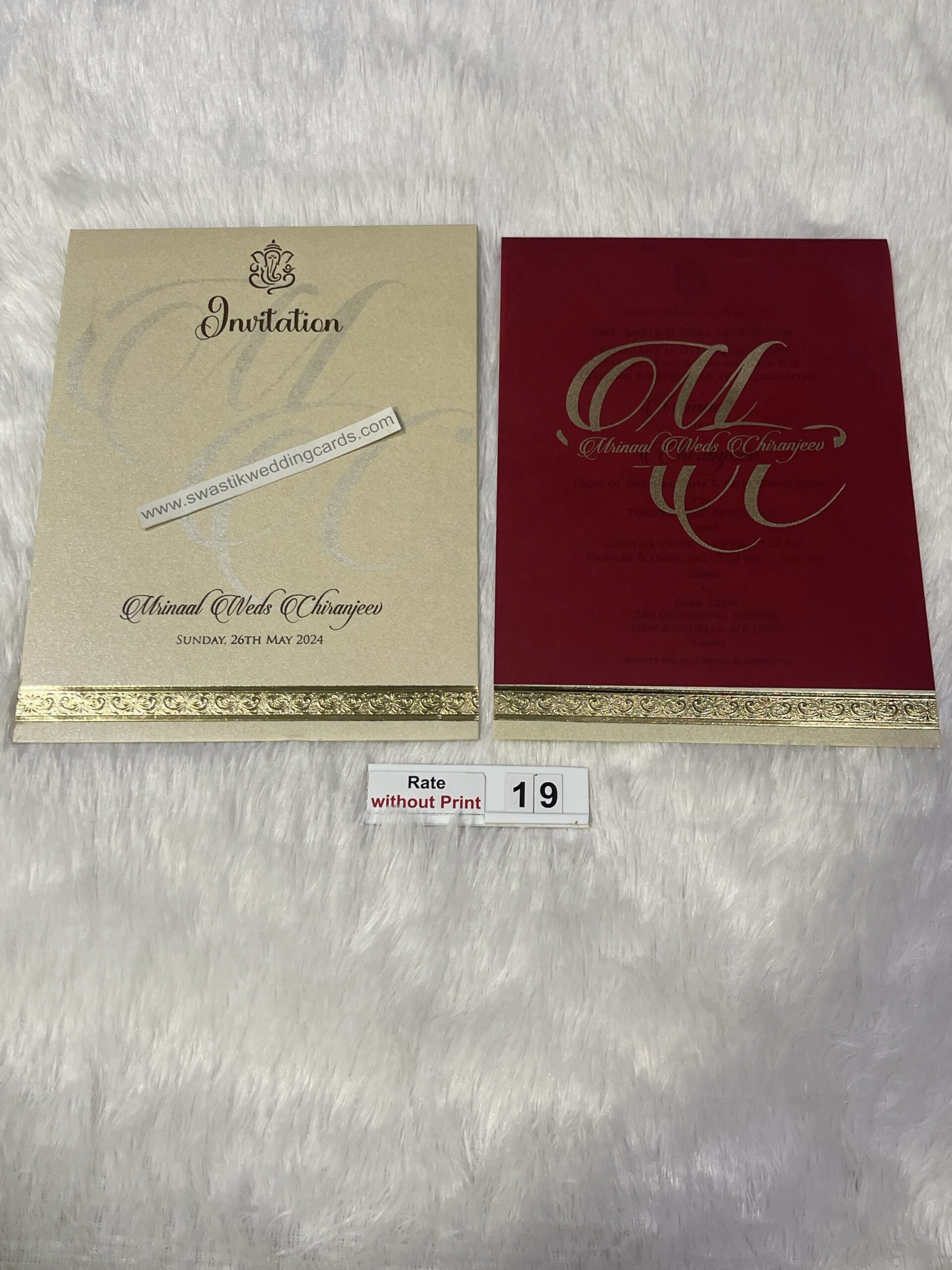 Premium quality Single invitation card with Red Tracing paper and a ...