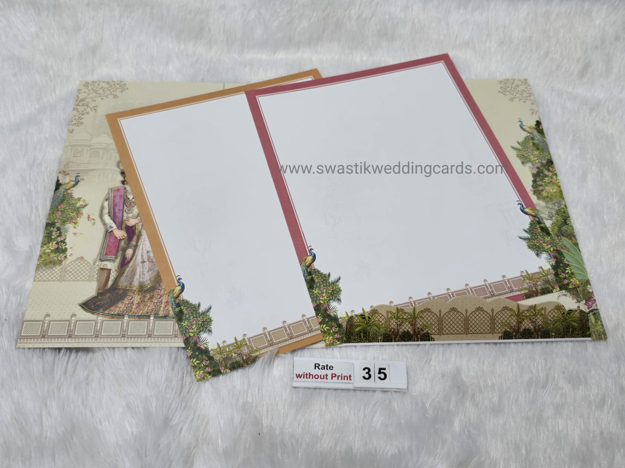 Floral design theme wedding invitation card with traditional bride and ...