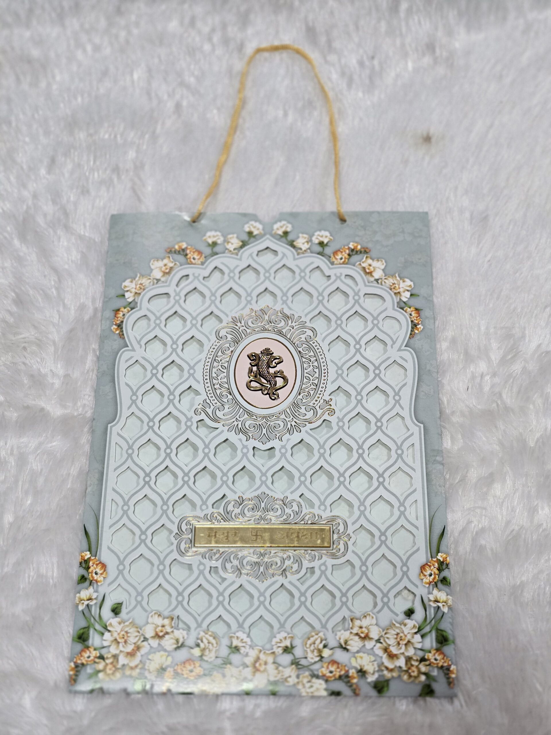 Bag style Big(Jumbo) floral wedding invitation card with 3 paper ...
