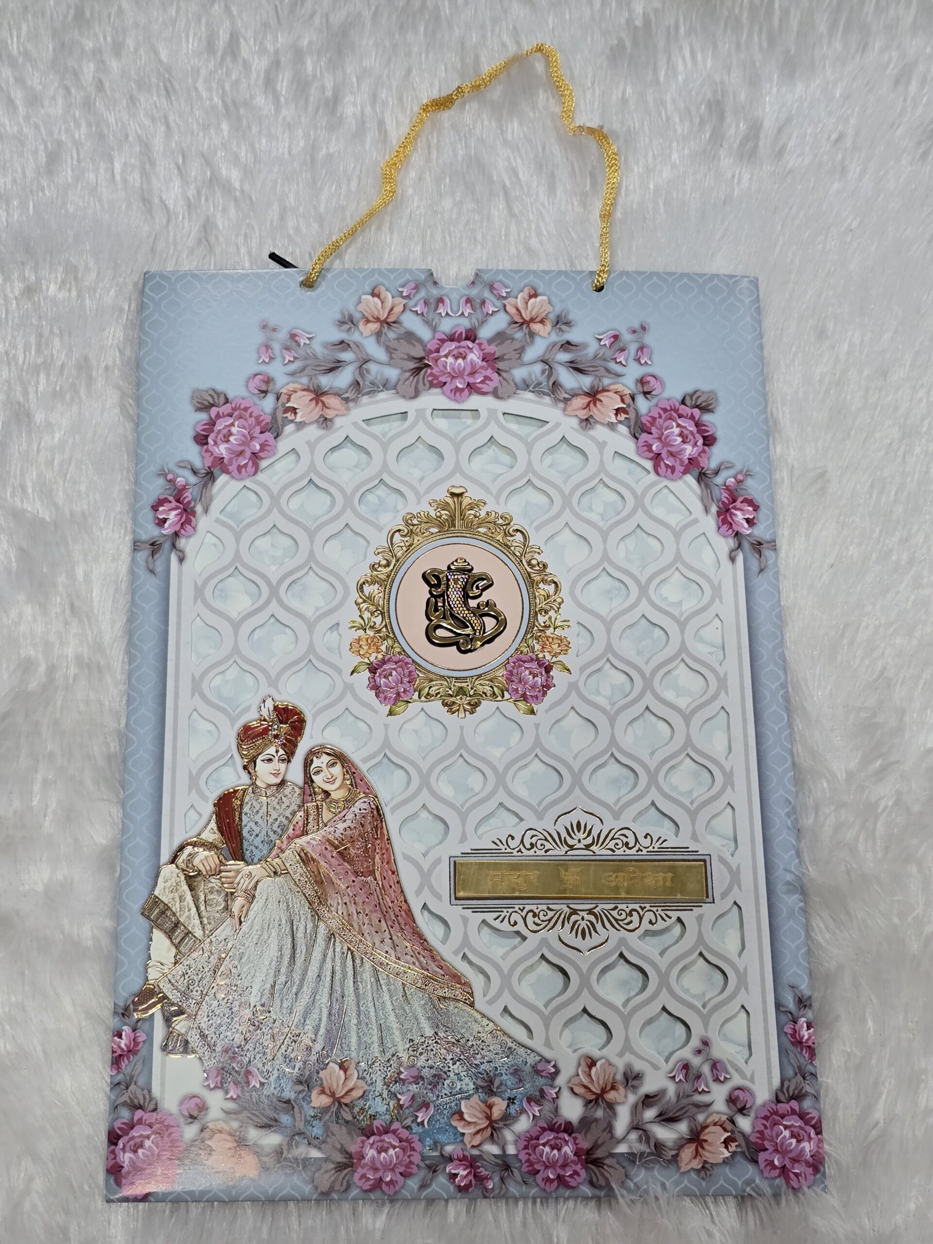 Bag style Big(Jumbo) floral wedding invitation card with 3 paper ...