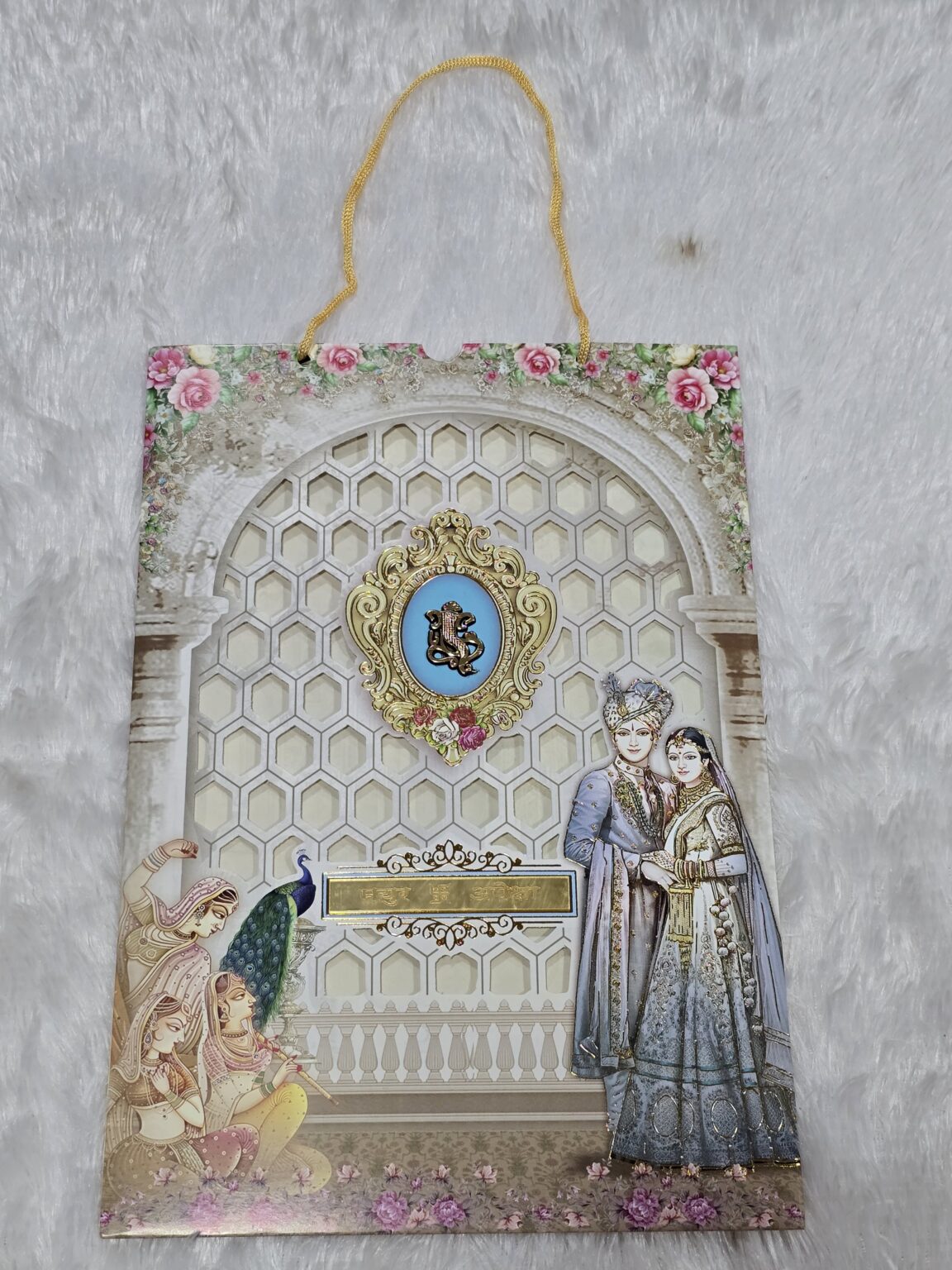 Bag style Big(Jumbo) floral wedding invitation card with 3 paper ...