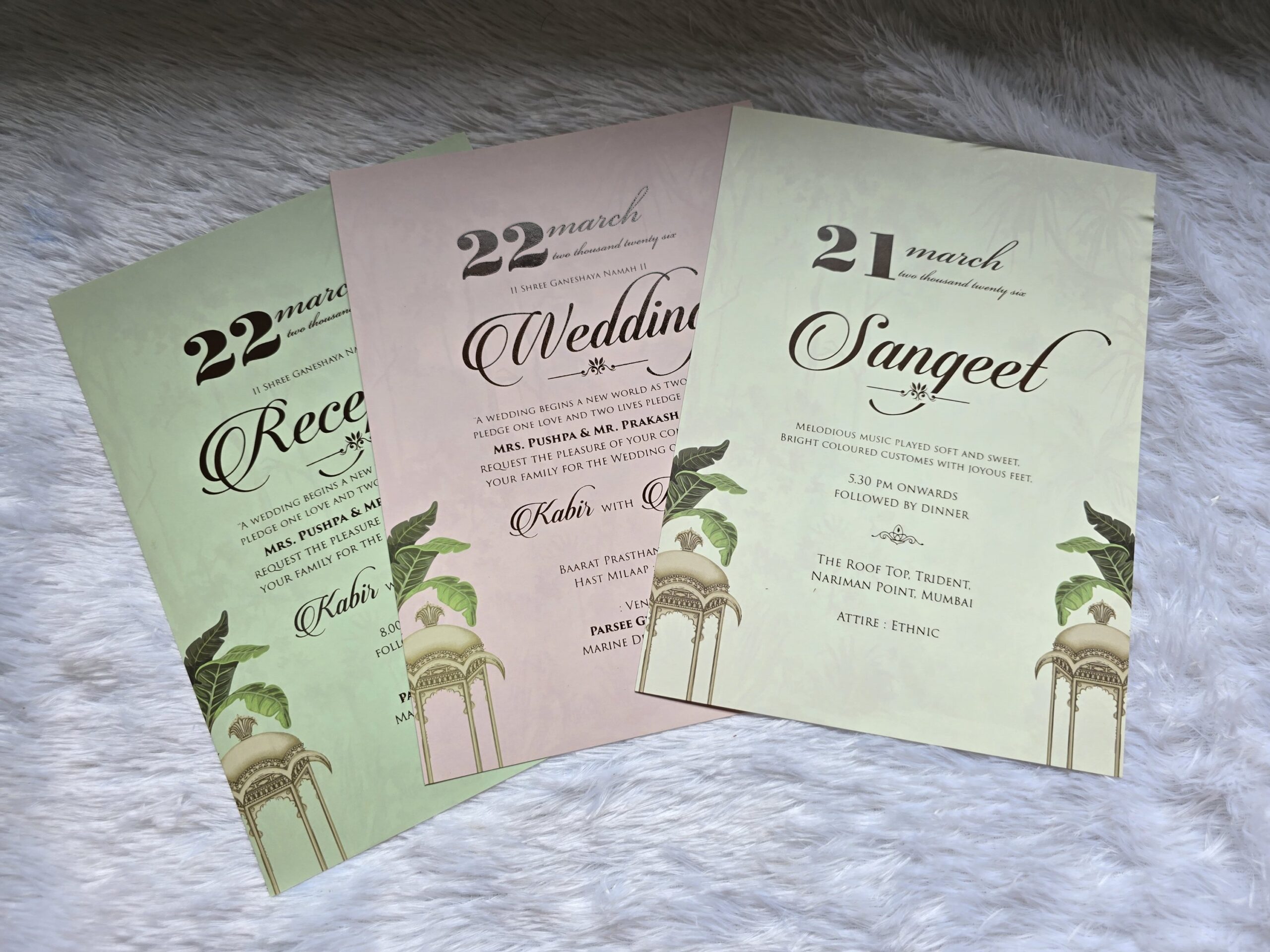 premium hardbound wedding invitation card with peacock print and 3D ...