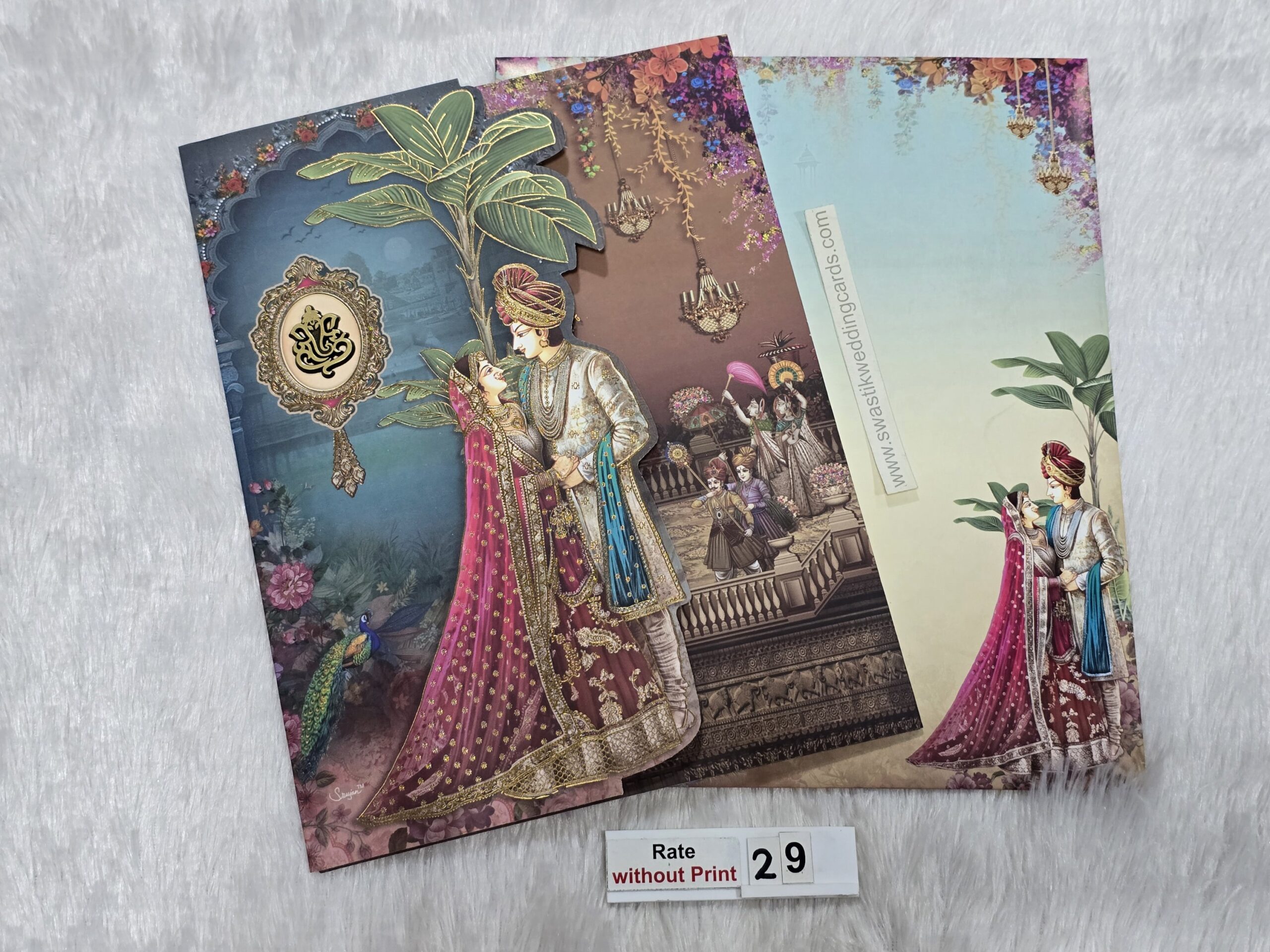 Traditional folder style wedding Invitation cards with bride and groom ...