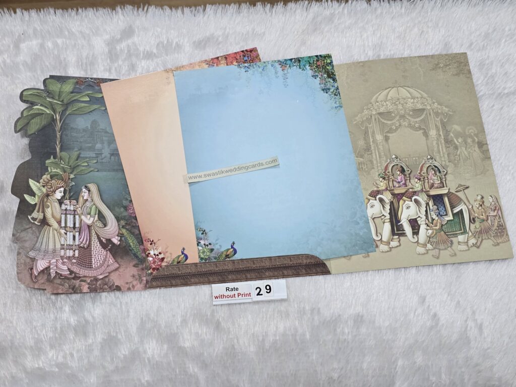 Traditional folder style wedding Invitation cards with bride and groom ...