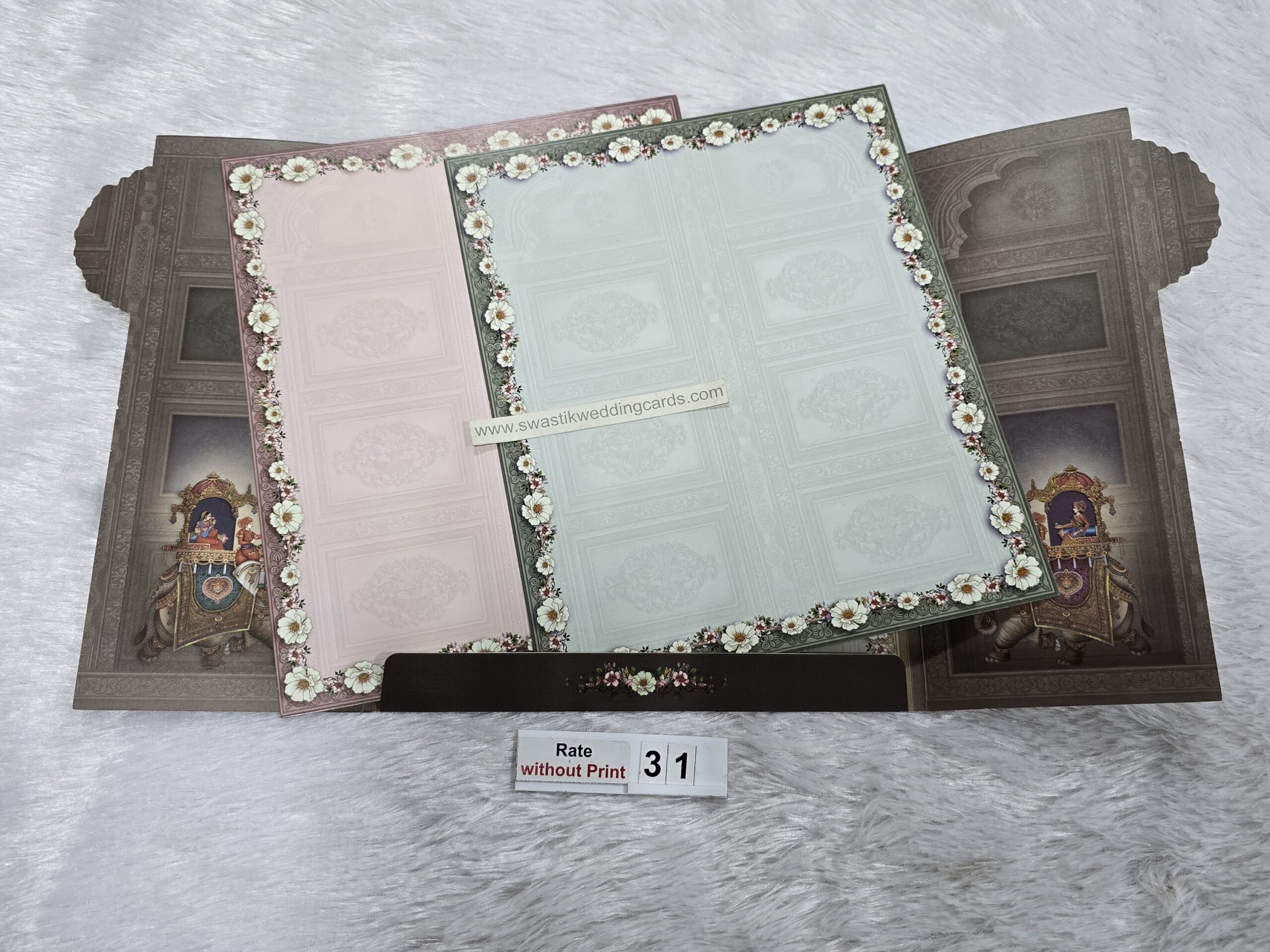 Traditional folder style wedding Invitation cards with bride and groom ...
