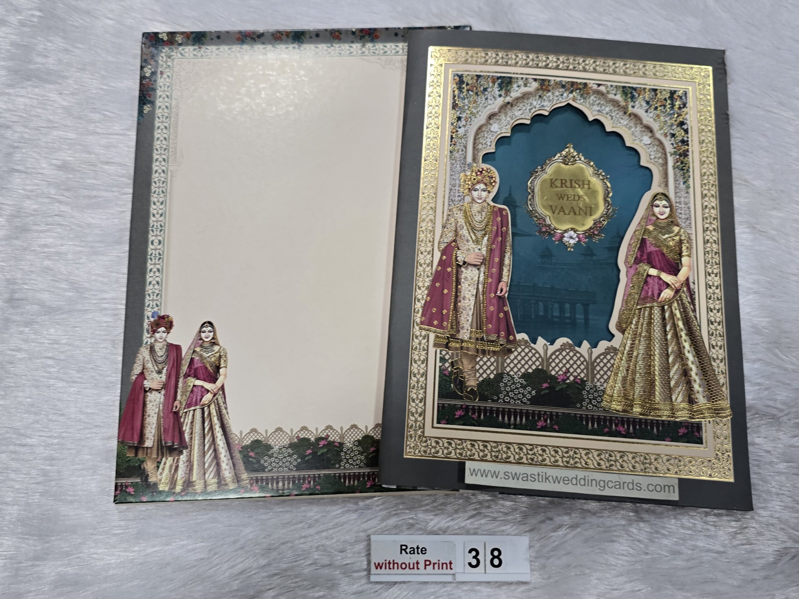 Traditional folder style wedding Invitation cards with bride and groom ...