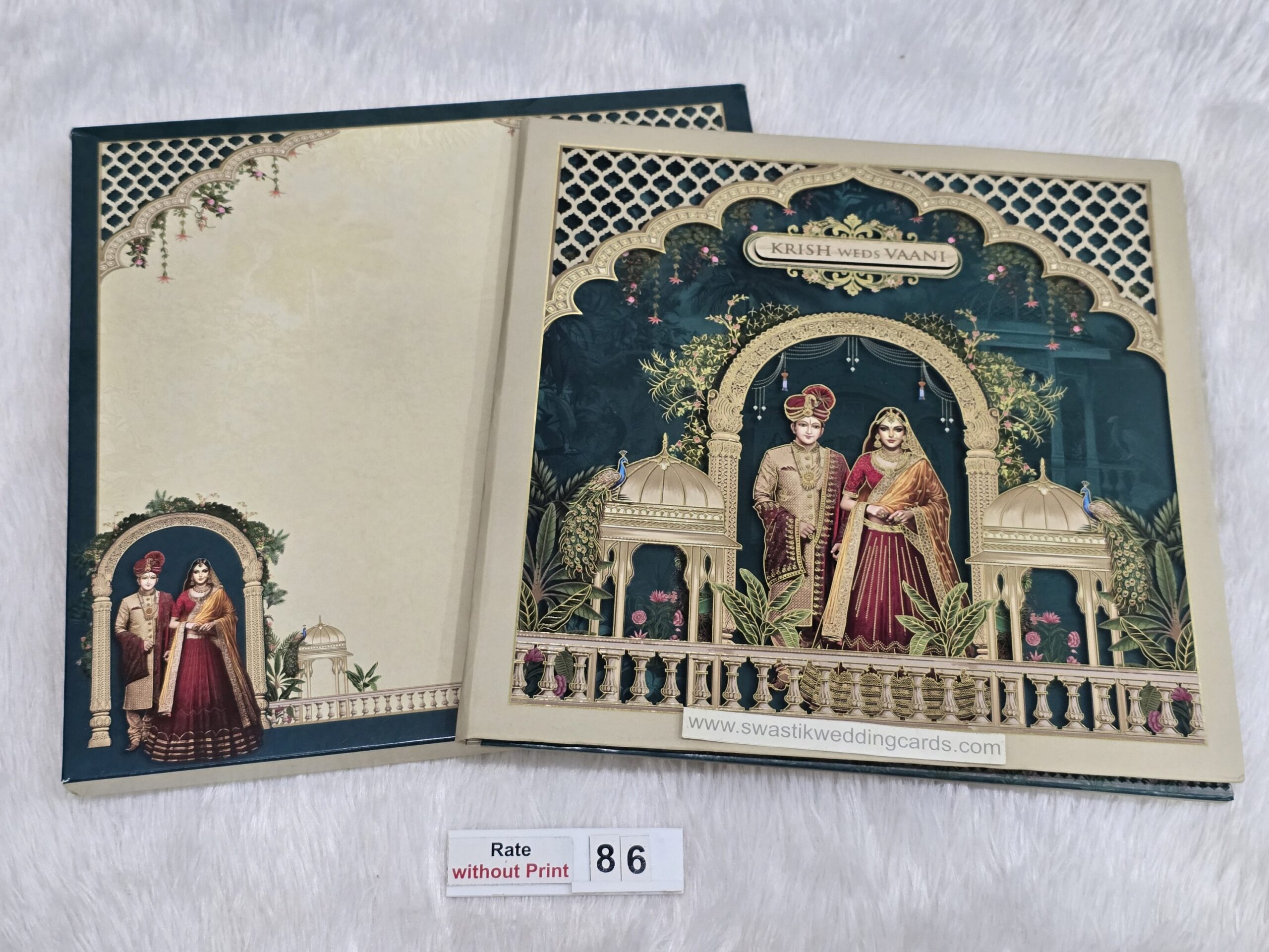 Hardbound traditional Indian wedding invitation card with generic bride ...