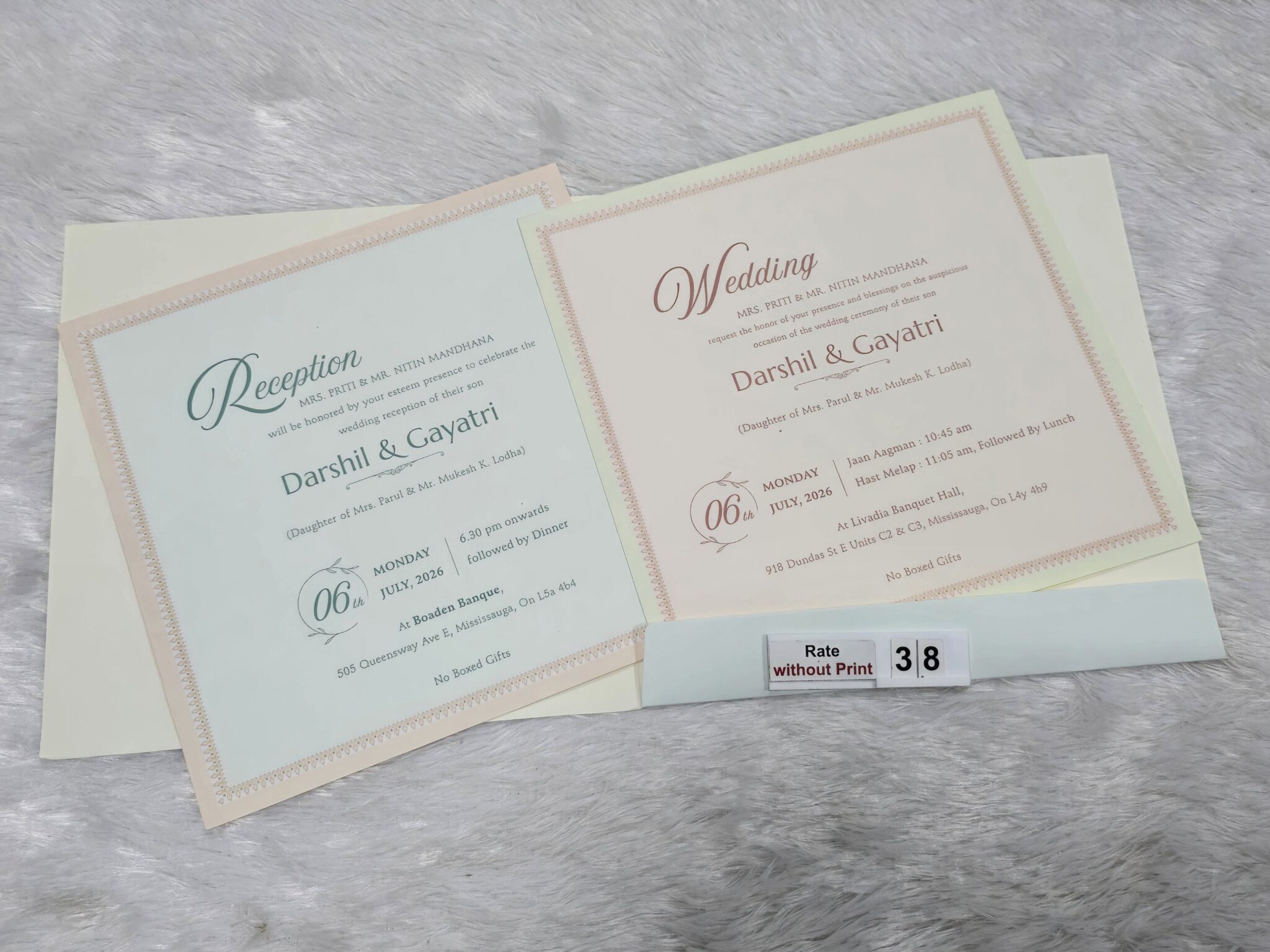 Premium quality Folder style wedding invitation card with elegant ...