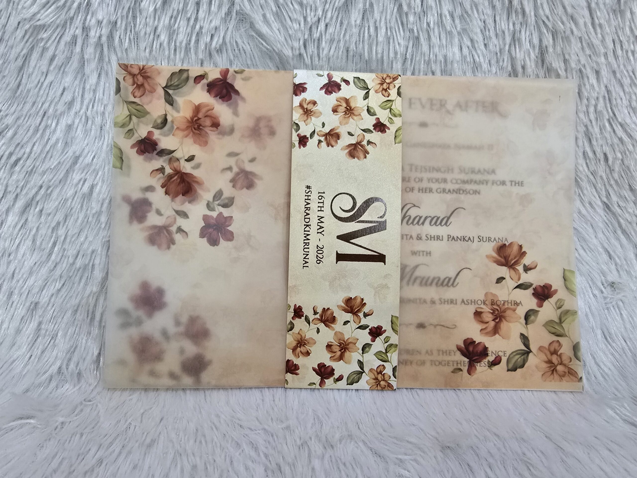 Floral design on tracing paper,butter paper, vellum paper invitation ...
