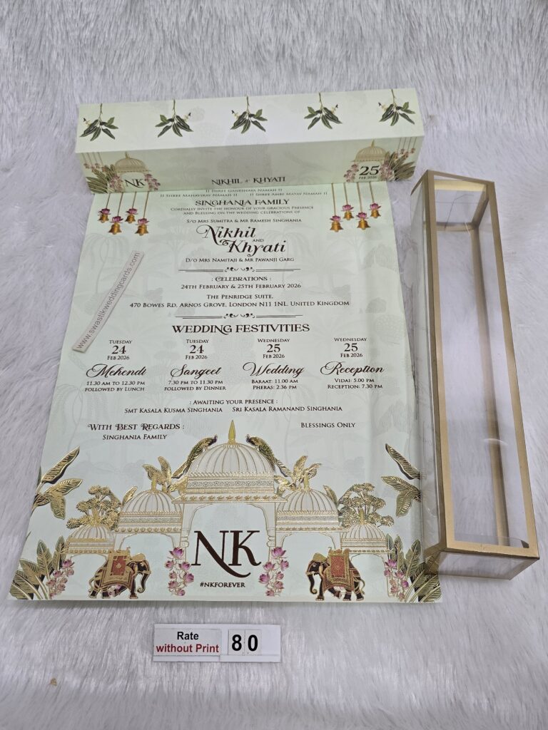 Plastic cube box with slider cover and paper scroll with design and ...