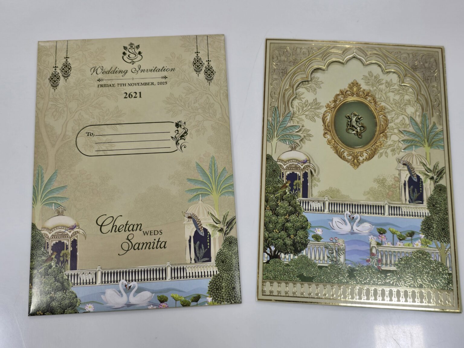 Direct two folding style wedding invitation card with cover. – Swastik ...