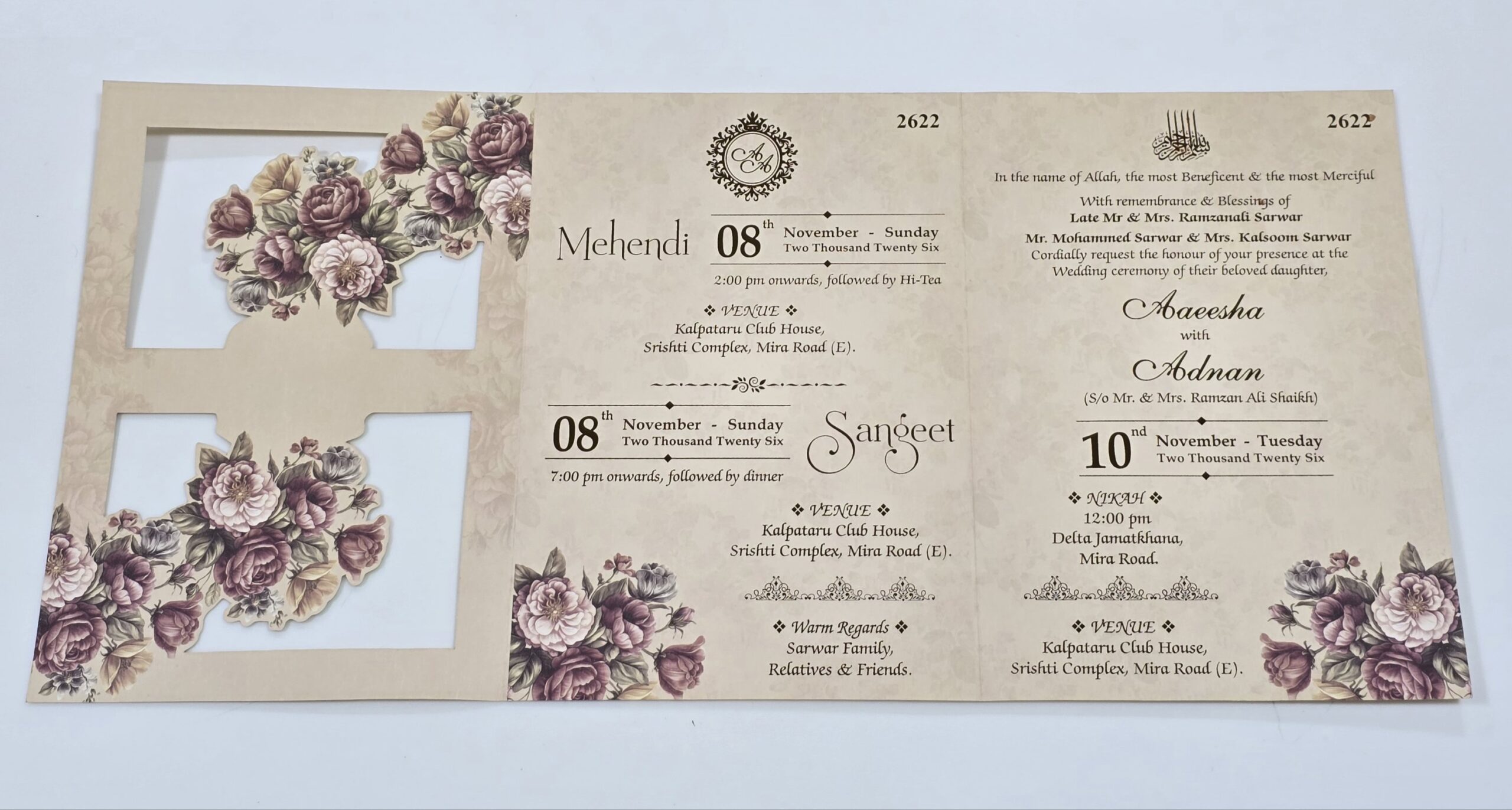 Direct two folding style wedding invitation card with cover. – Swastik ...