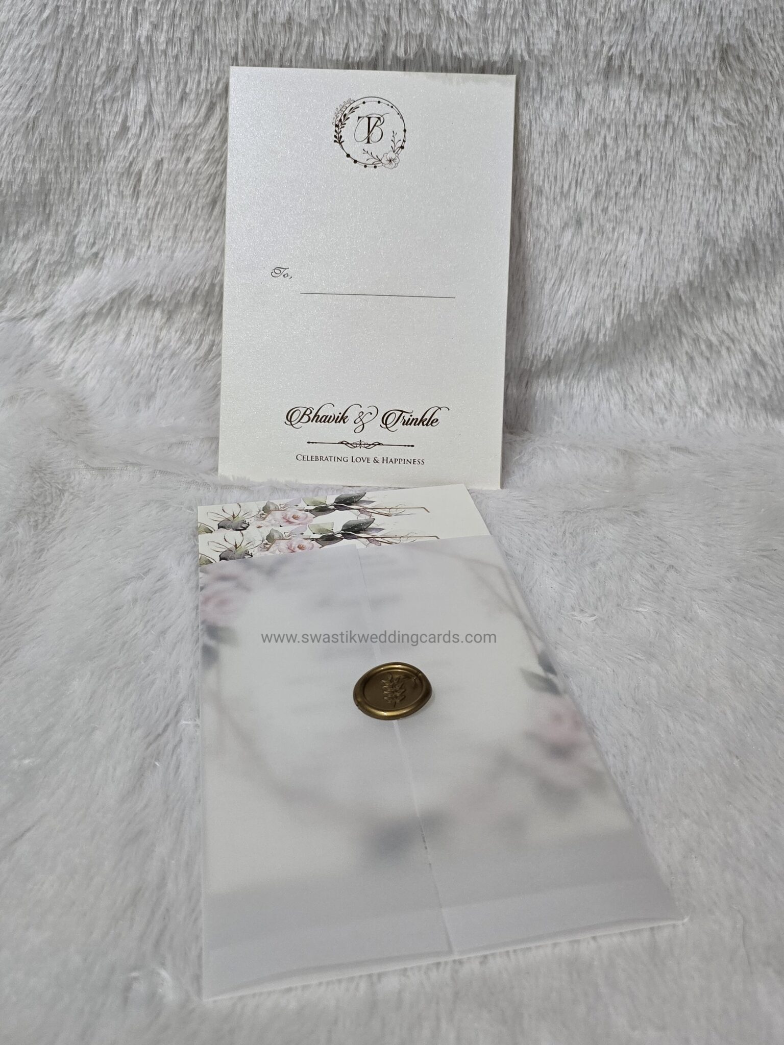 Butter(Transparent) paper wedding invitation card with plastic seal and ...