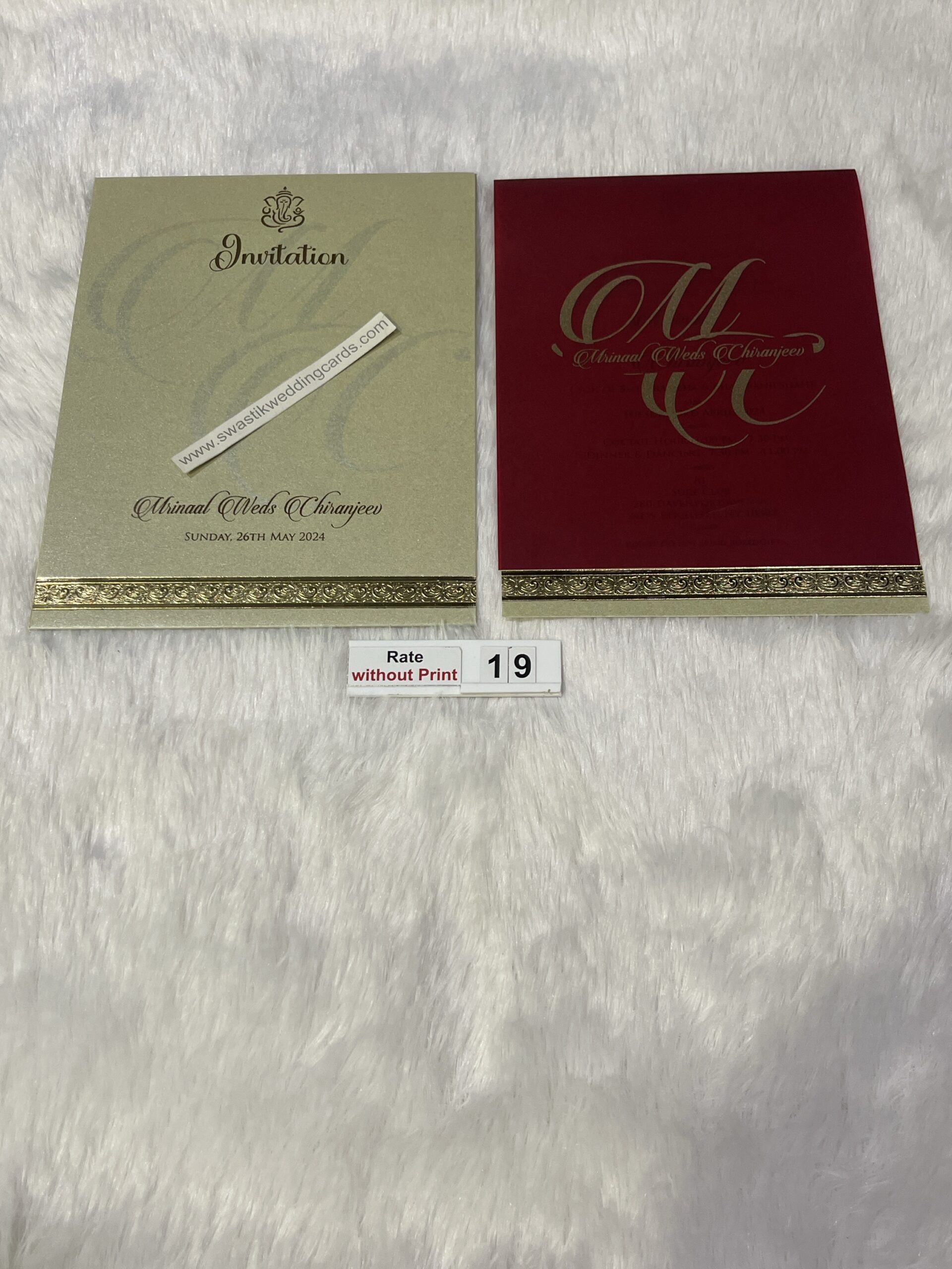 Premium quality Single invitation card with Red Tracing paper and a ...
