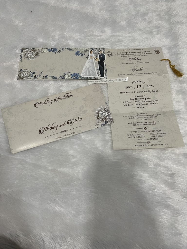 Sliding caricature wedding invitation card – Swastik Cards