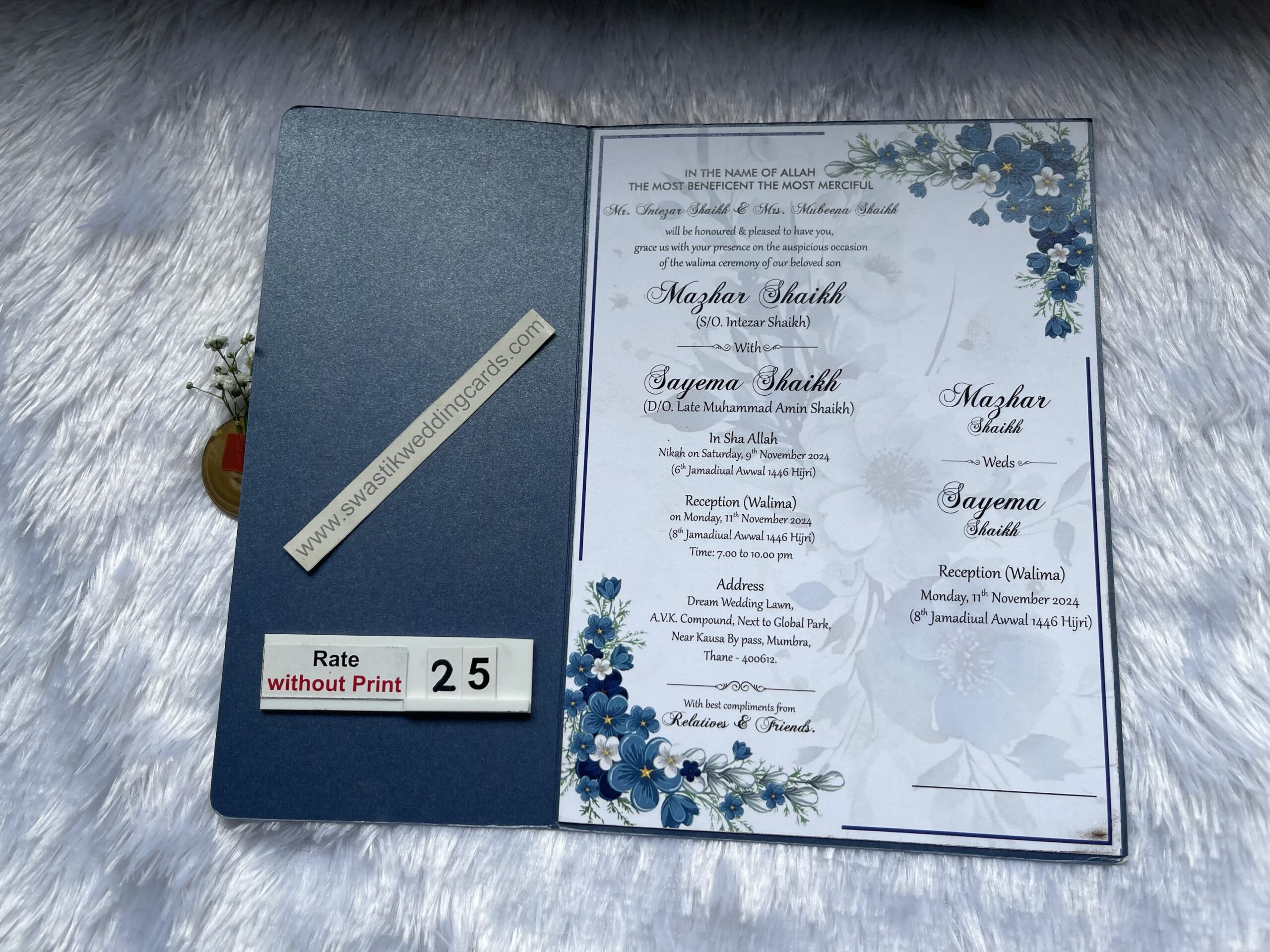 Premium quality folder card with plastic seal,Dry flower and thread ...