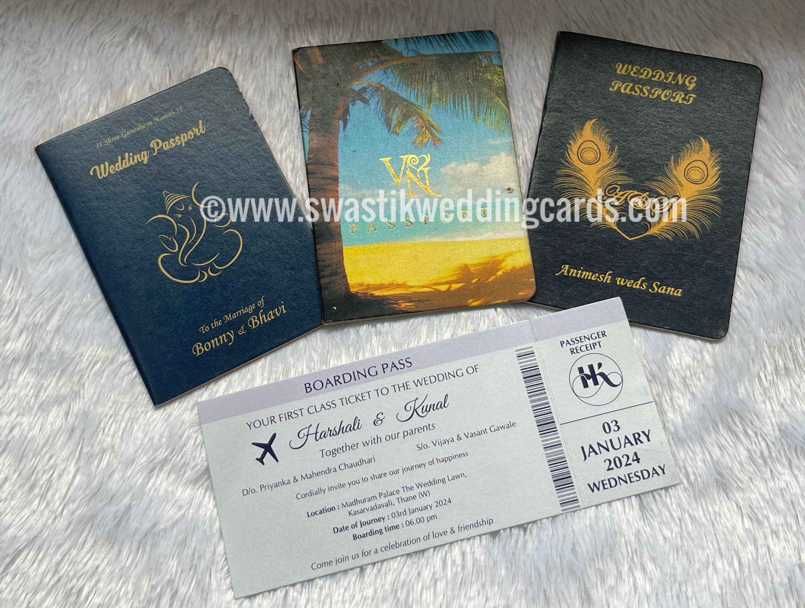 Passport style Invitation card with pages, Boarding pass and Cover ...
