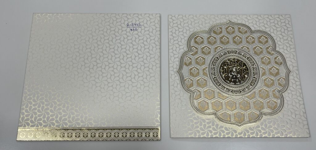 Folder style wedding invitation card with embossed and machine cut ...