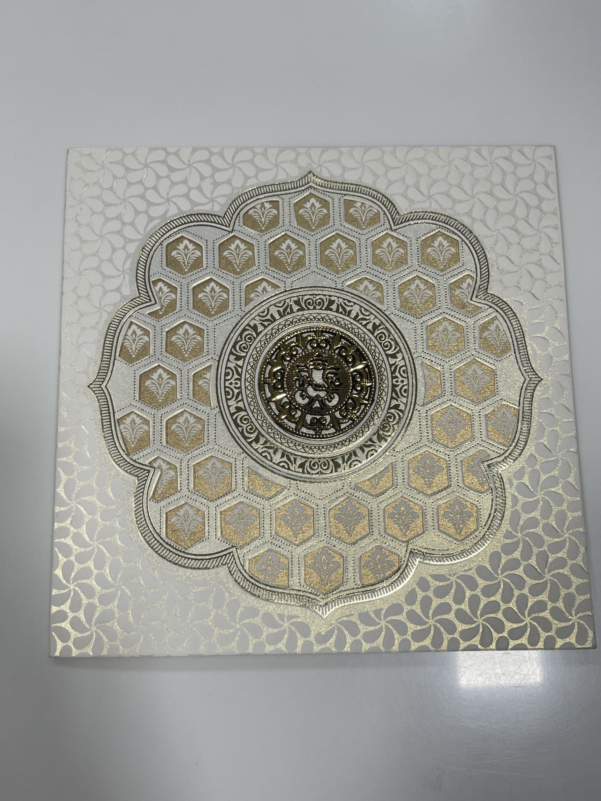 Folder style wedding invitation card with embossed and machine cut ...