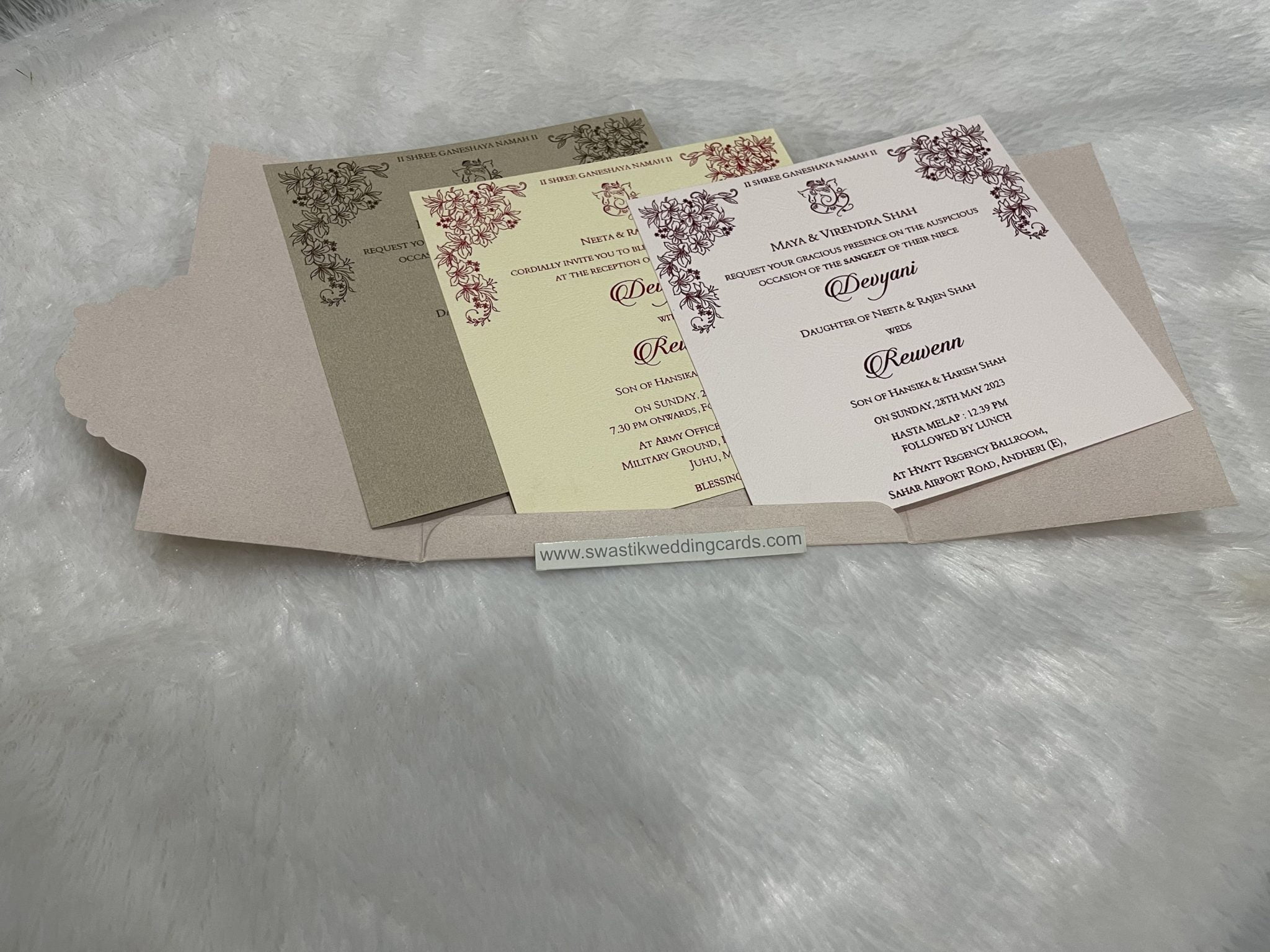 Folder style wedding invitation cards – Swastik Cards