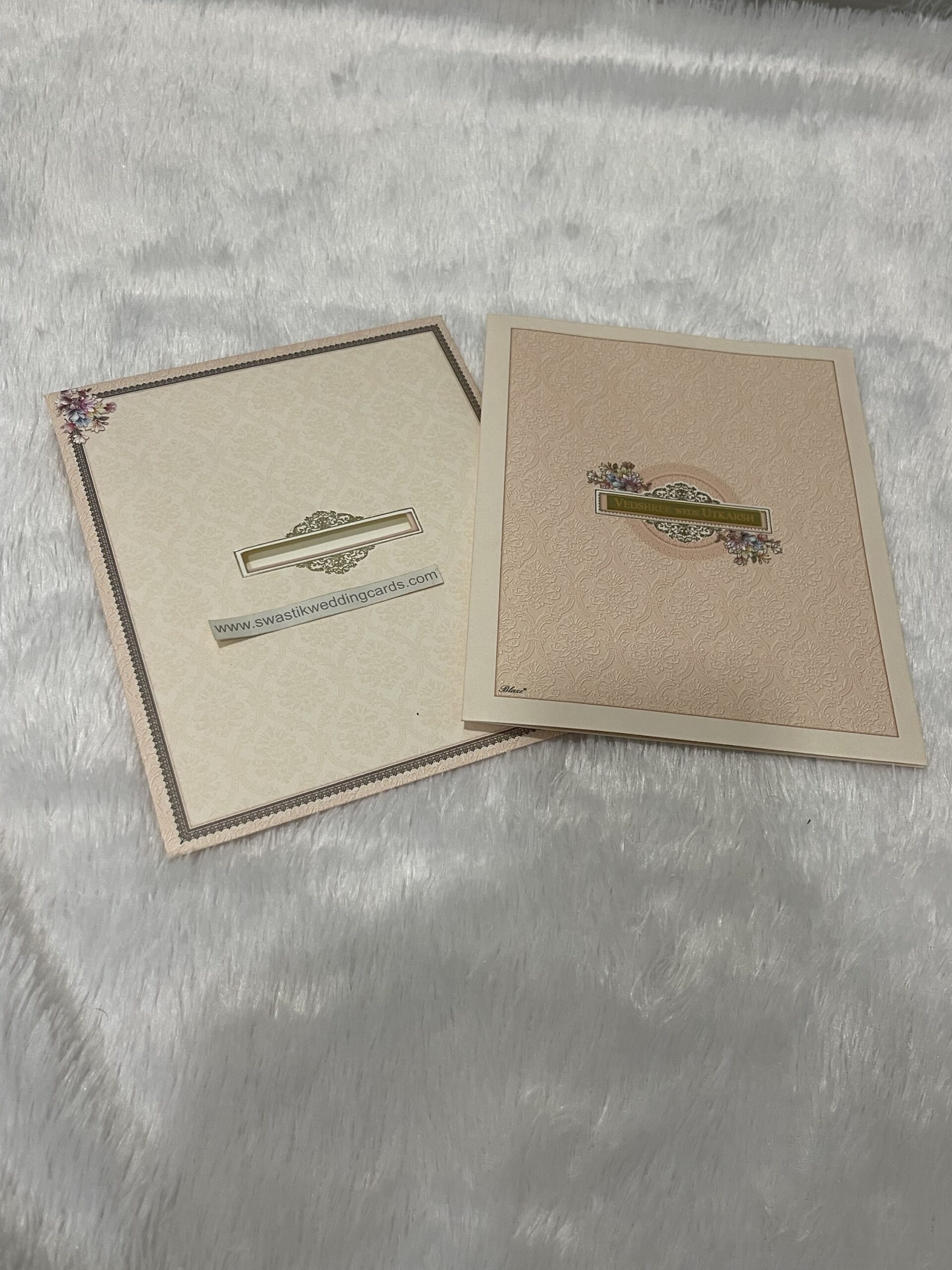 Floral Folder style wedding invitation card with Acrylic name plate ...