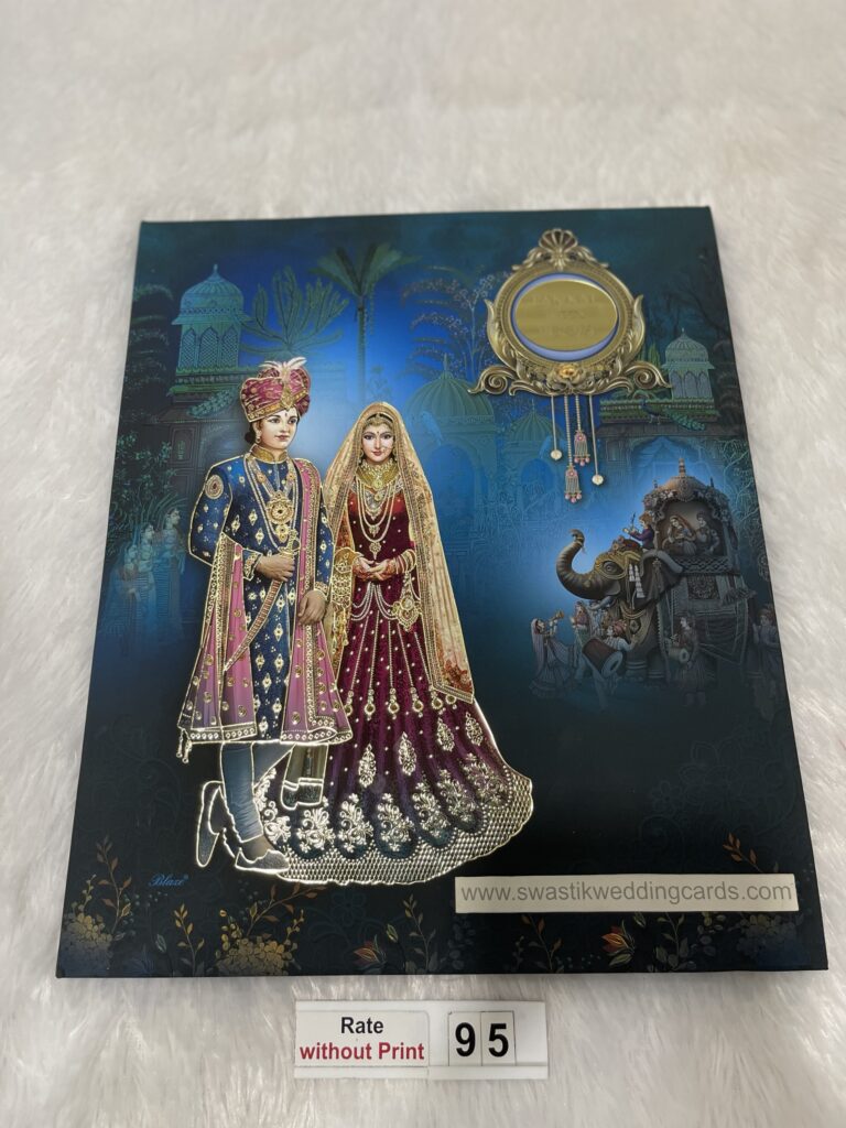 Hardbound traditional Dulha and Dulhan wedding invitation cards with ...