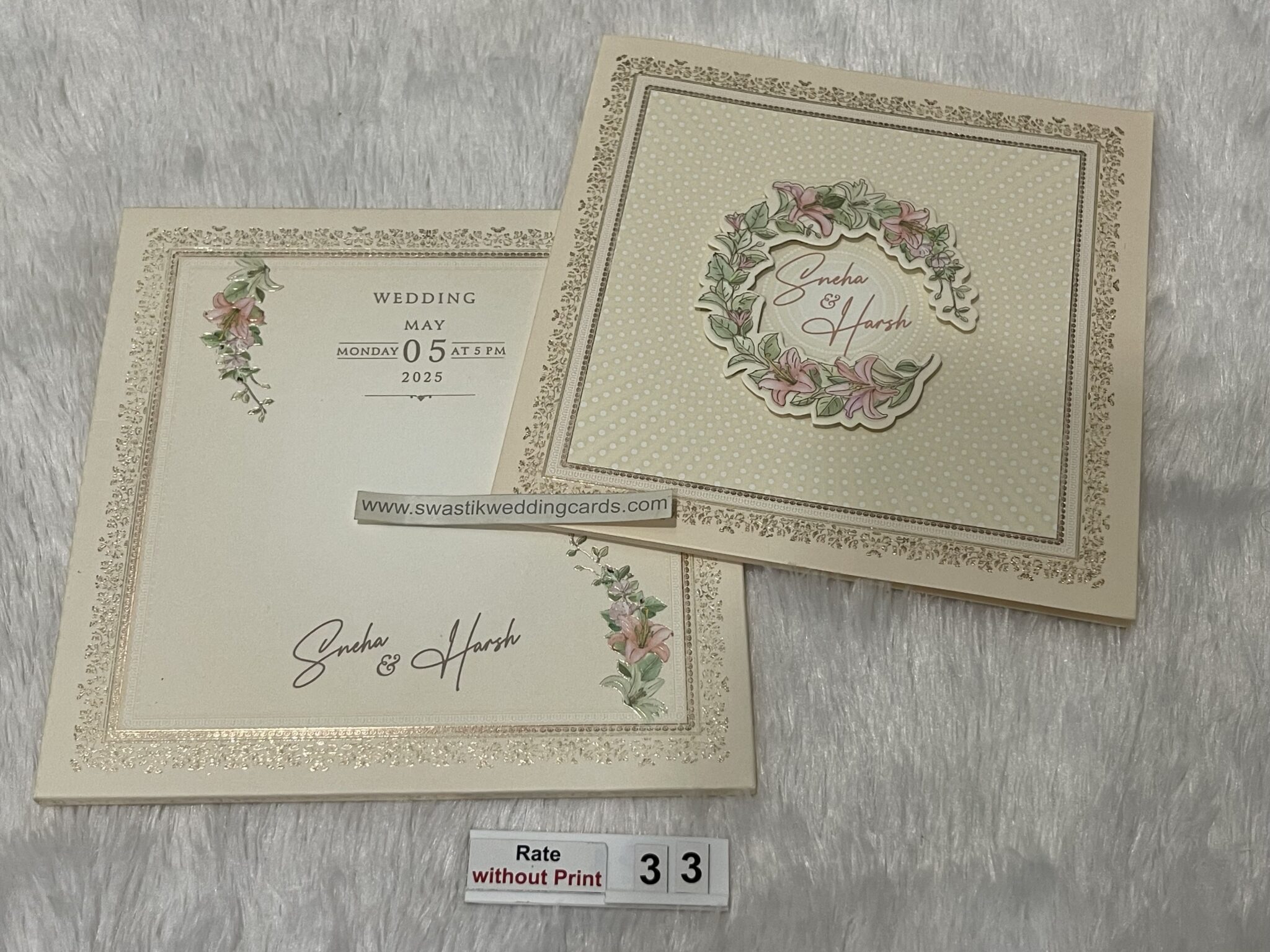 Premium quality floral Folder style wedding invitation card with box ...
