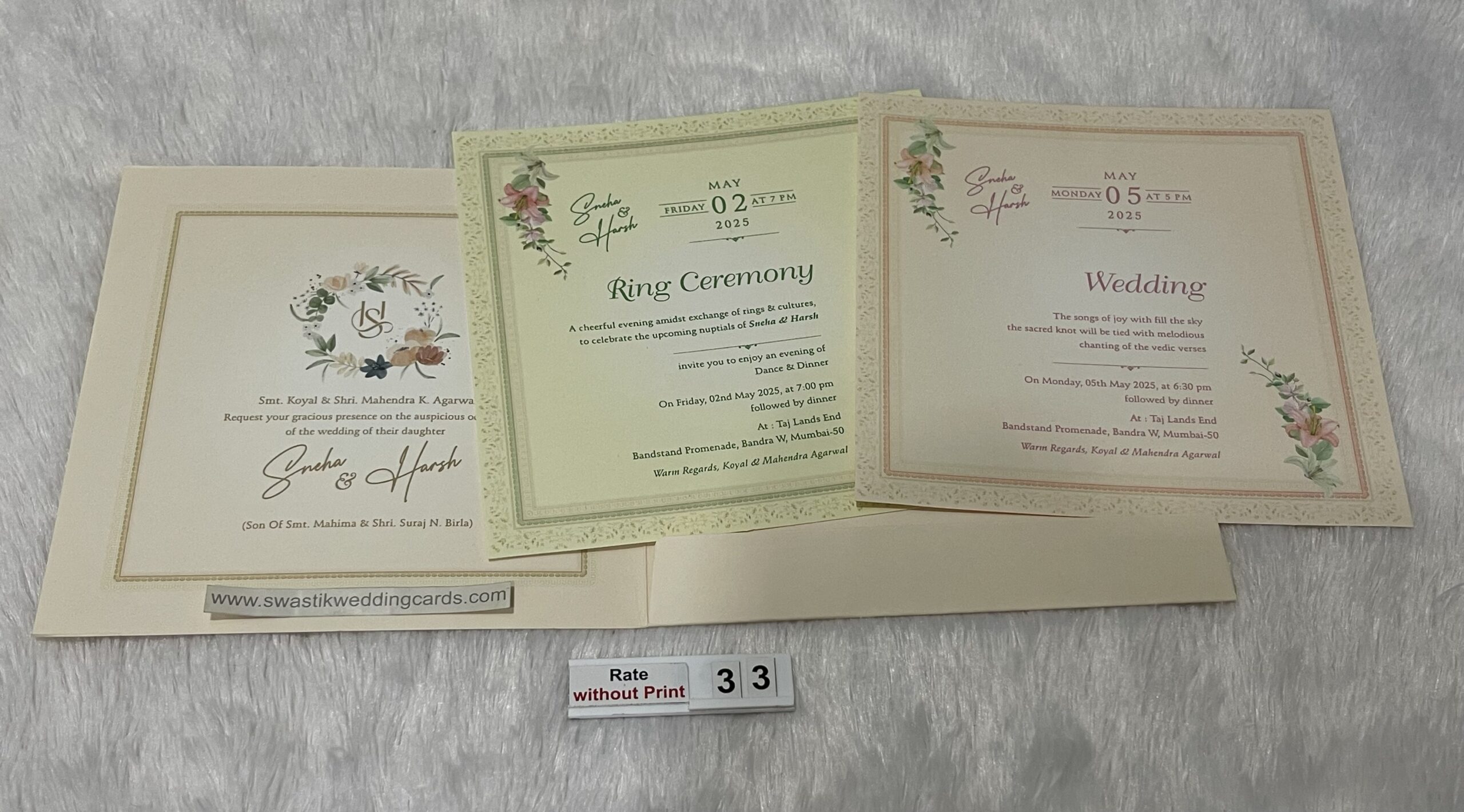Premium quality floral Folder style wedding invitation card with box ...