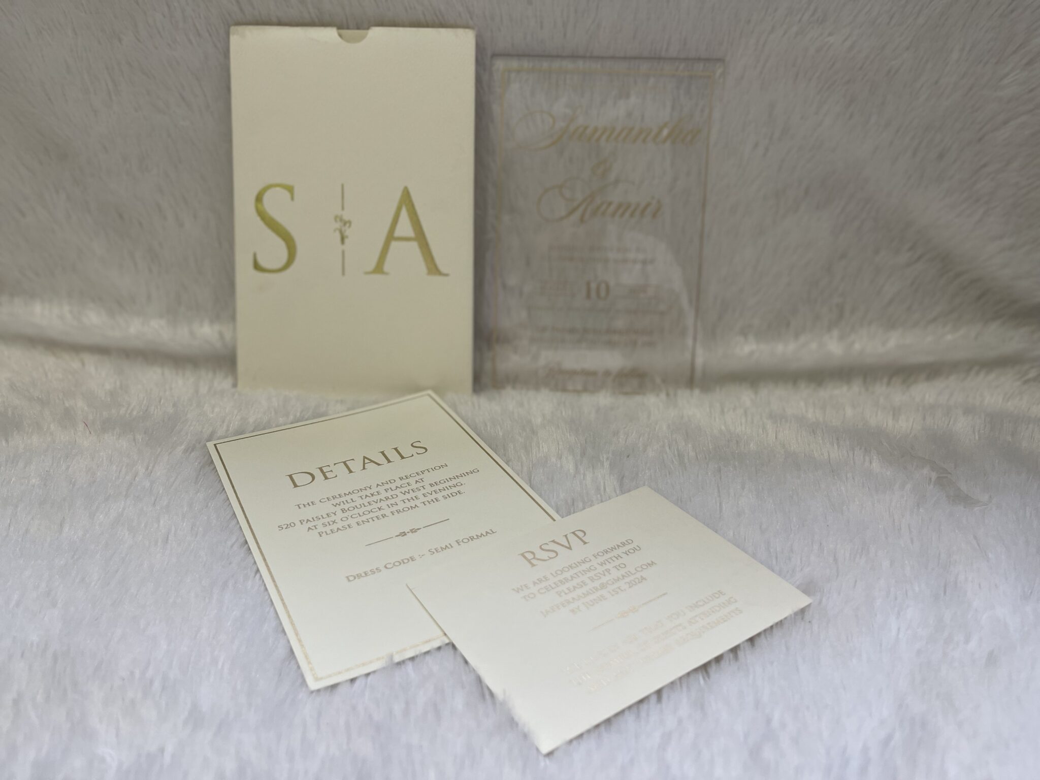 Premium clear Acrylic wedding invitation card with self textured ...
