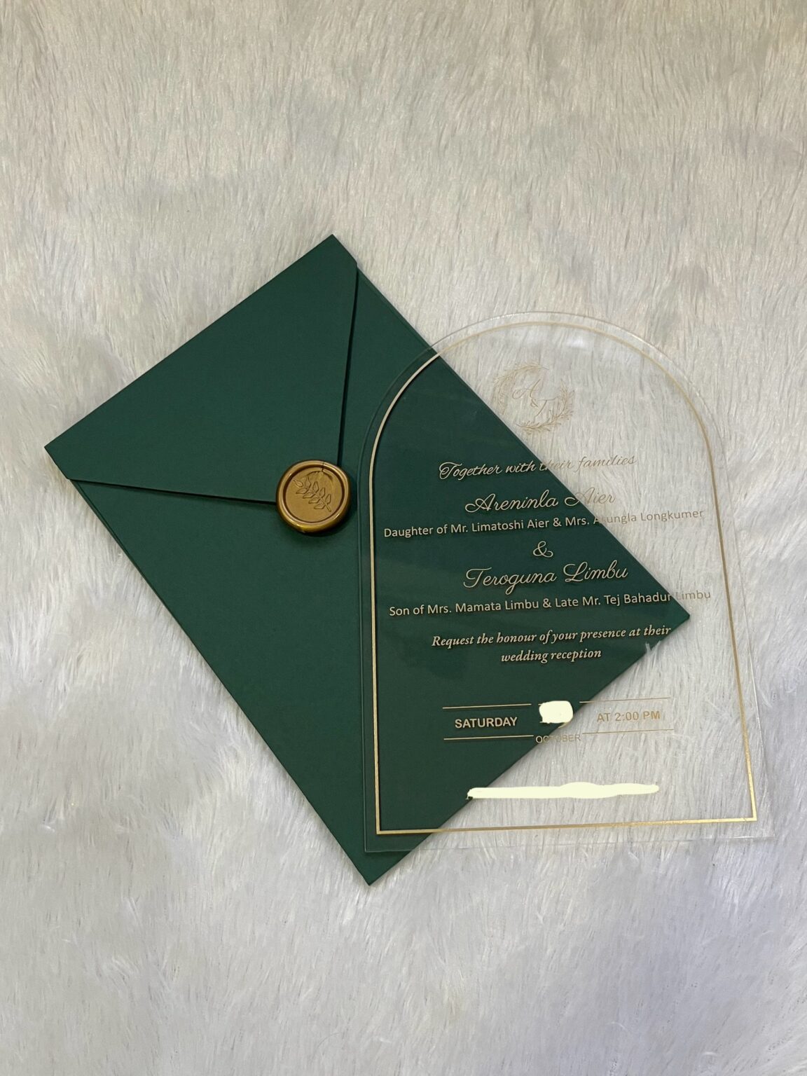 Acrylic (Clear) wedding invitation card with premium quality cover and ...