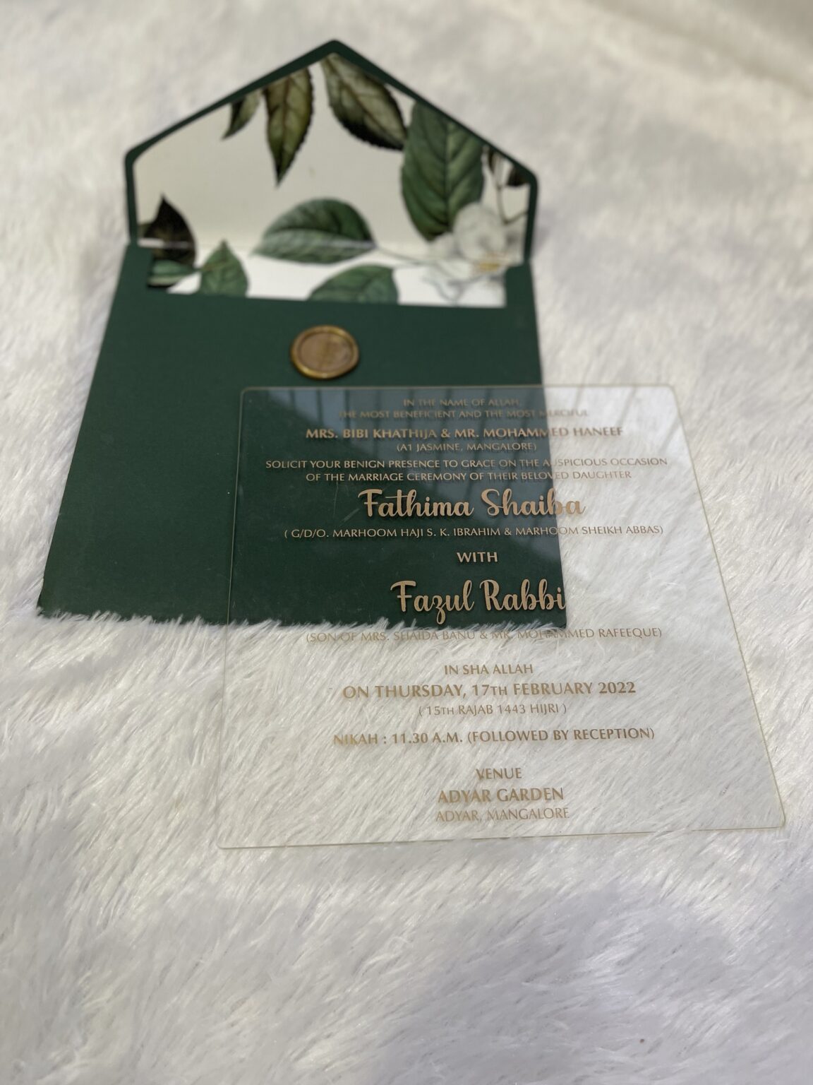 Acrylic (Clear) wedding invitation card with premium quality cover and ...