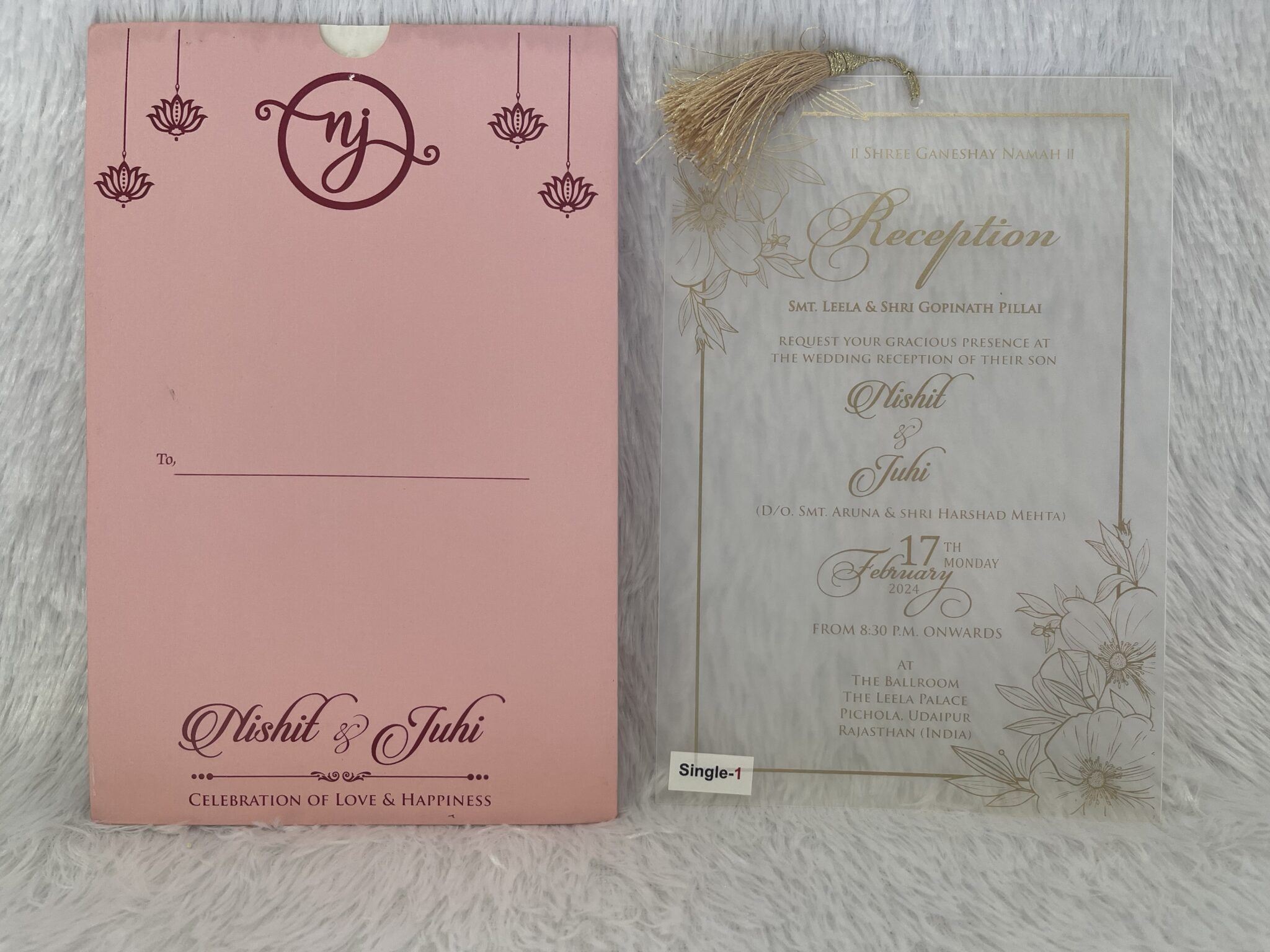 Premium quality Frosted plastic film Single invitation card with Jacket ...