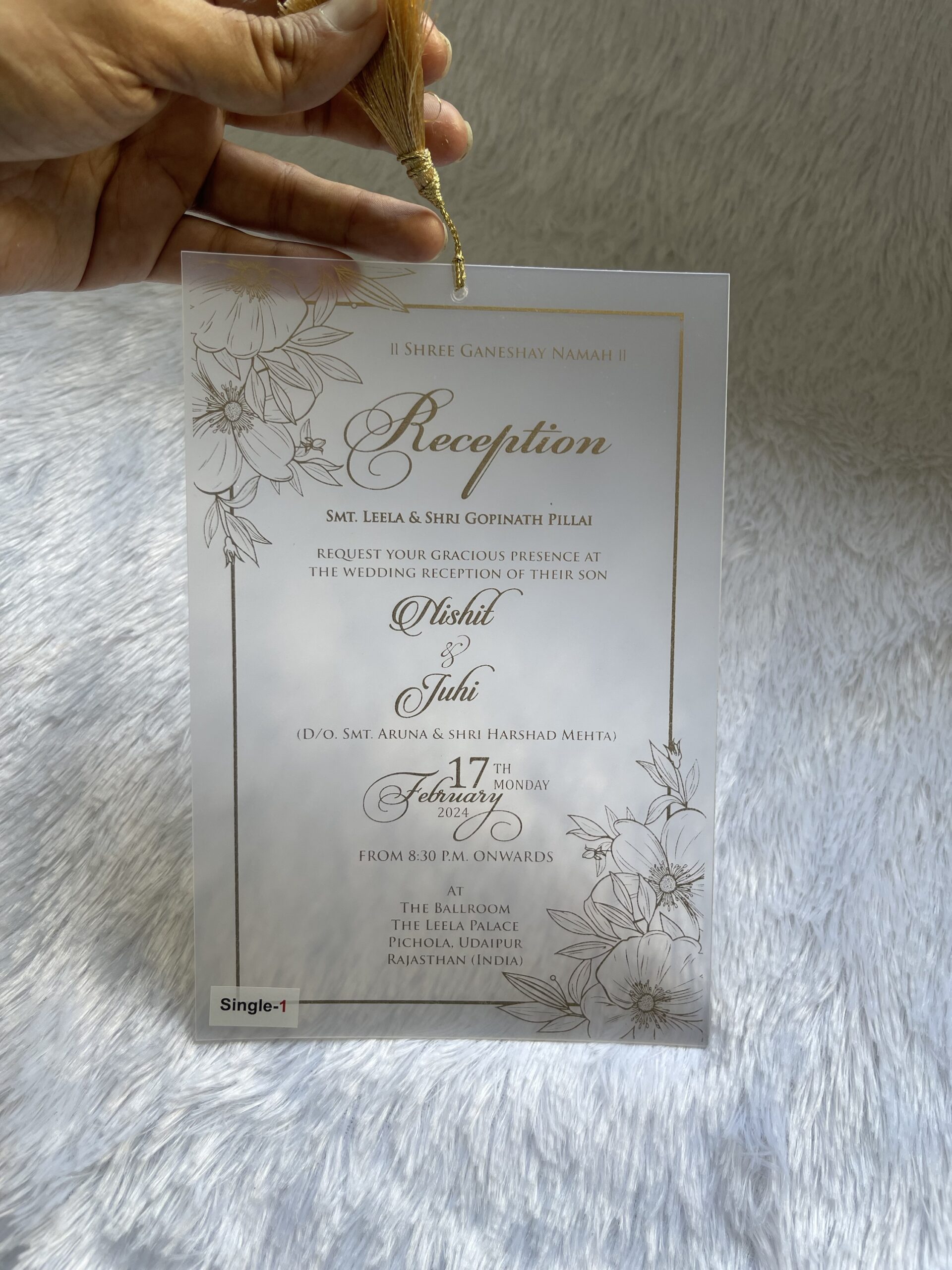 Premium quality Frosted plastic film Single invitation card with Jacket ...