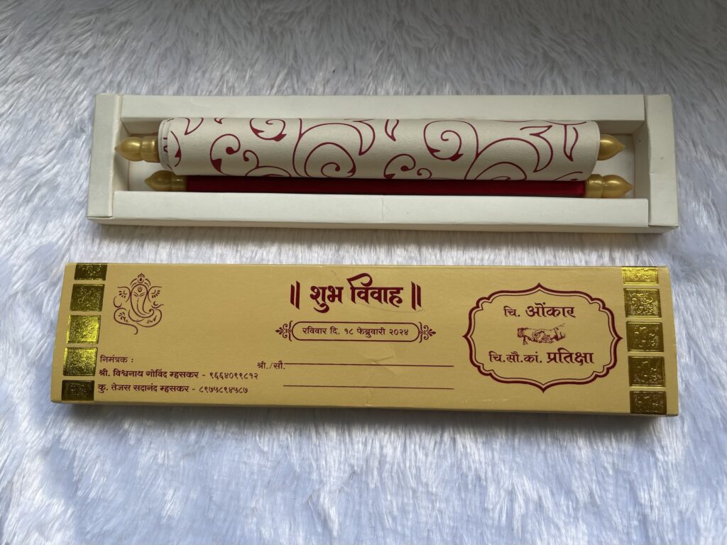 Double stitched Scroll with tray box style cover – Swastik Cards