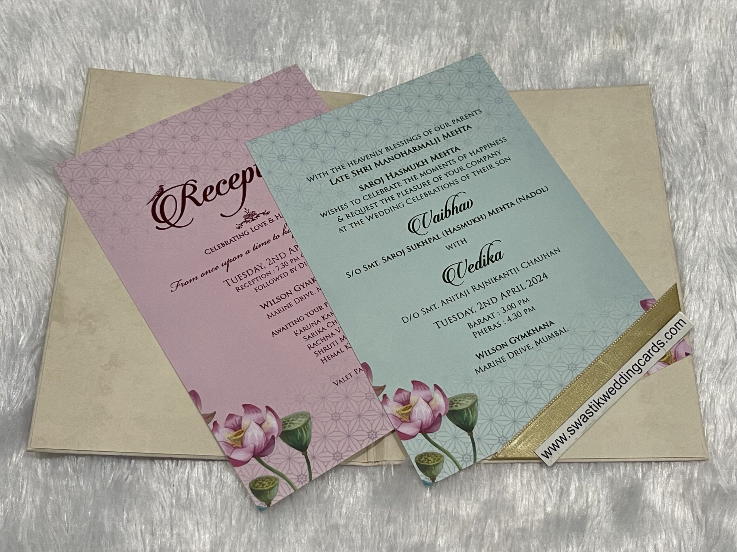 Hardbound digital wedding invitation card with 2 inserts. – Swastik Cards