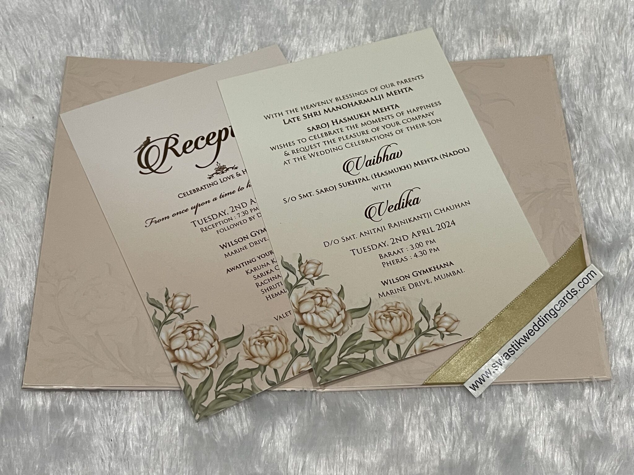 Hardbound digital wedding invitation card with 2 inserts. – Swastik Cards