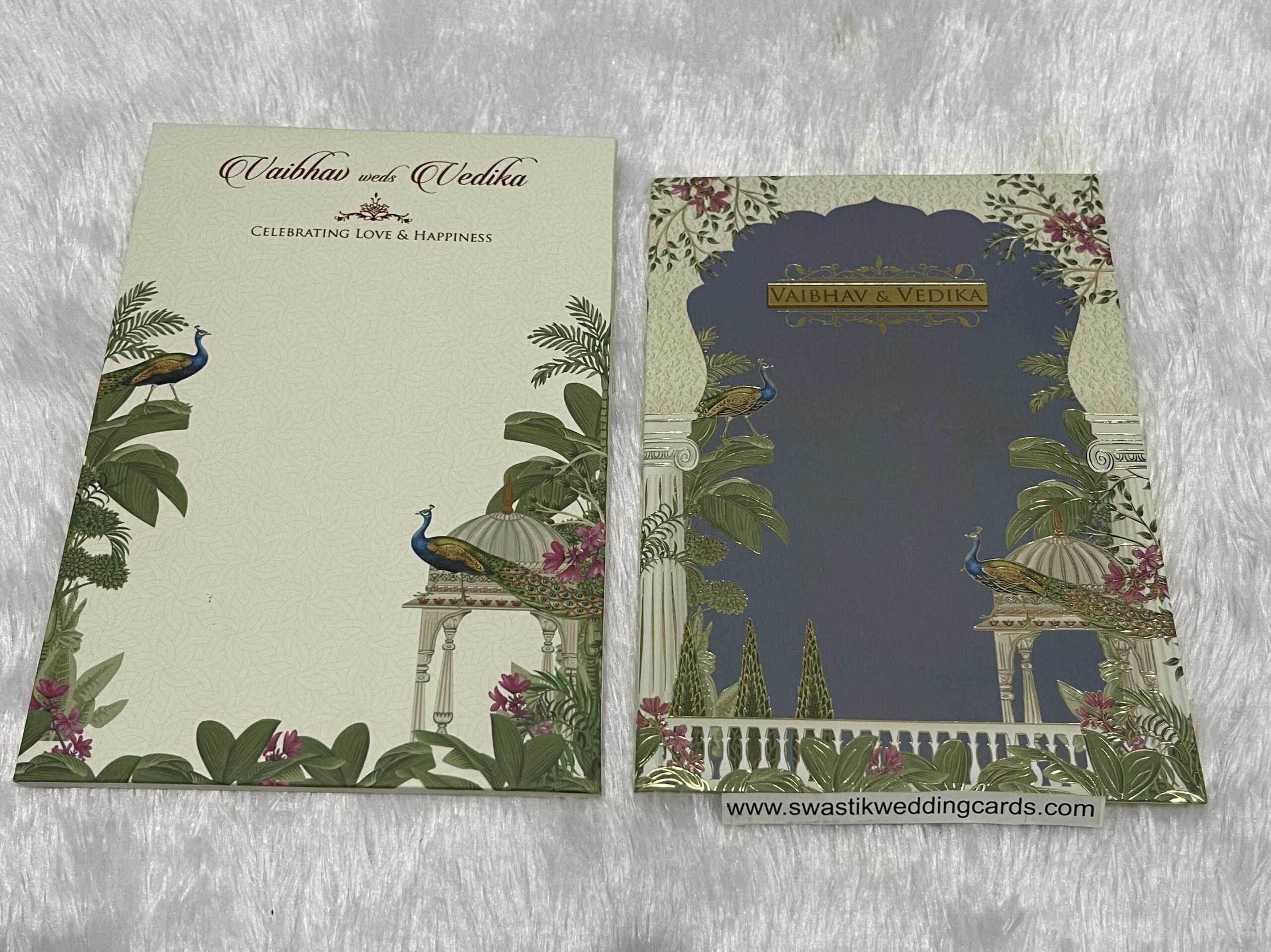 Hardbound digital wedding invitation card with 2 inserts. – Swastik Cards