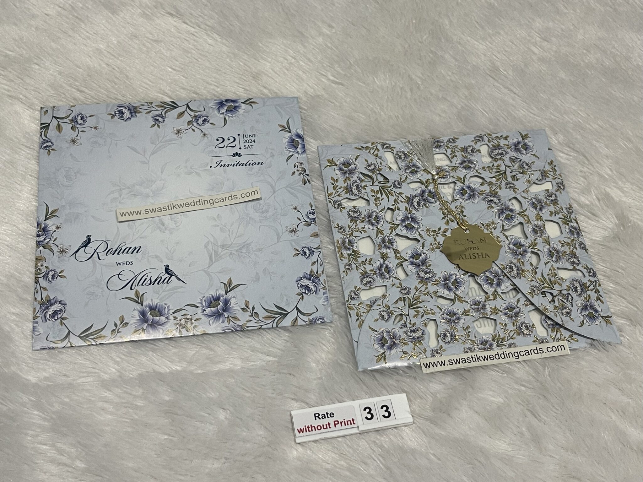 Floral style fancy opening wedding invitation card with laser cutting ...