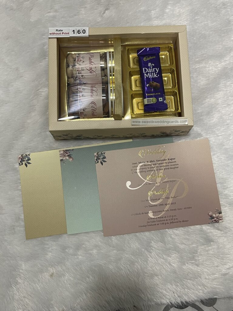Dryfruits,sweet & Chocolate box wedding invitation cards with 2 plastic ...