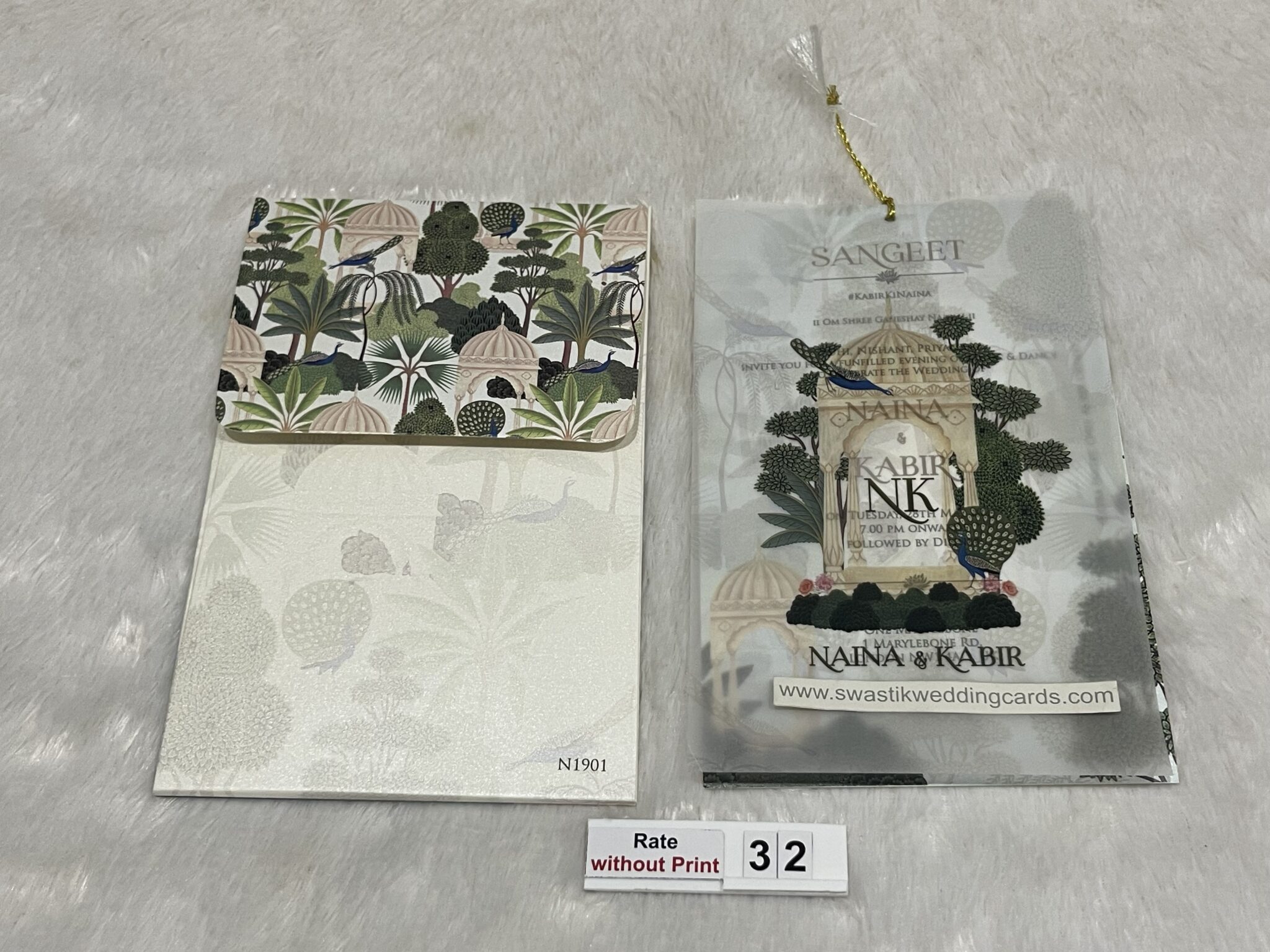 Floral tracing invitation card with 2 inserts – Swastik Cards