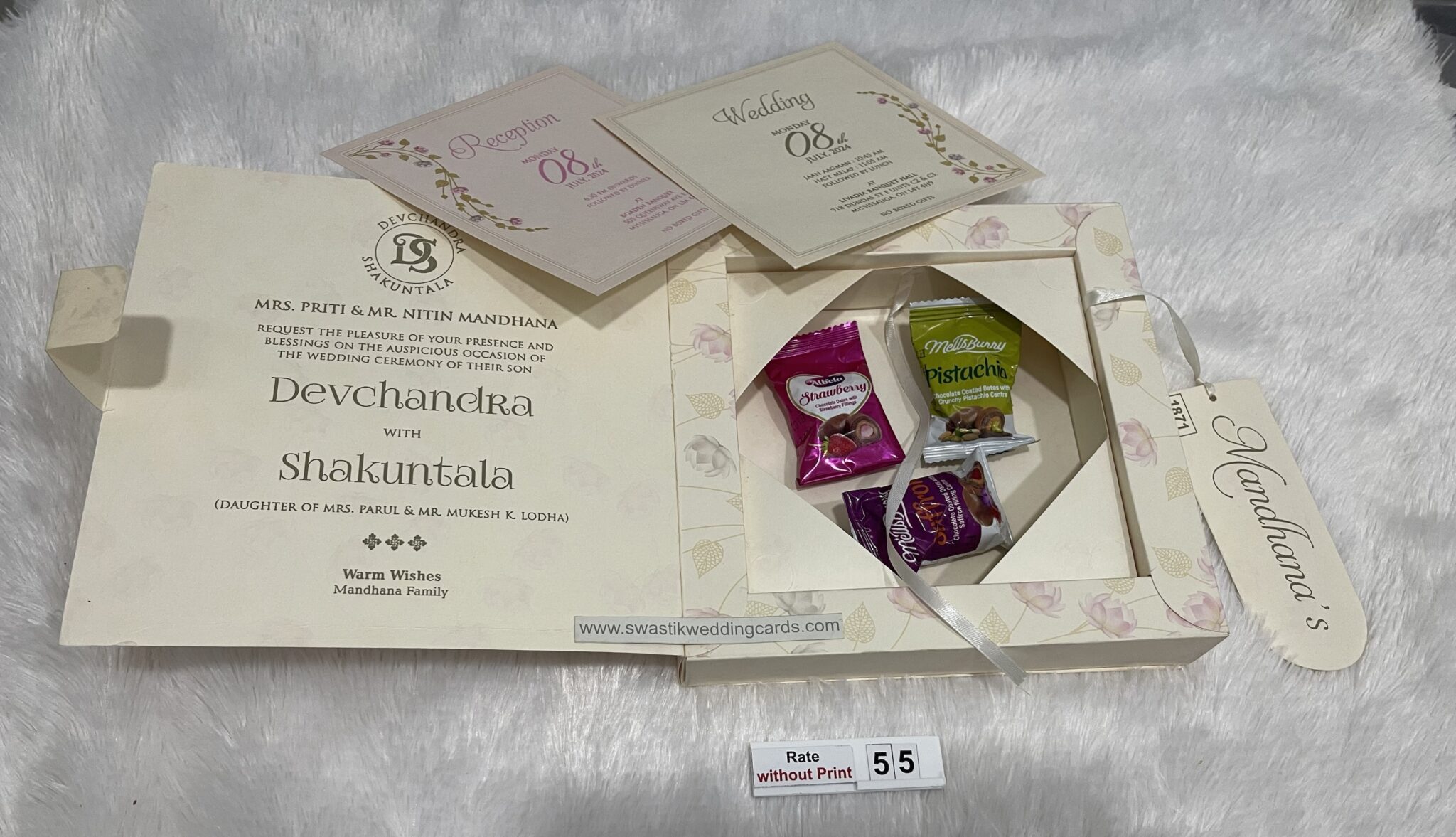 Dry fruits,Sweet & Chocolate box style wedding invitation card ...