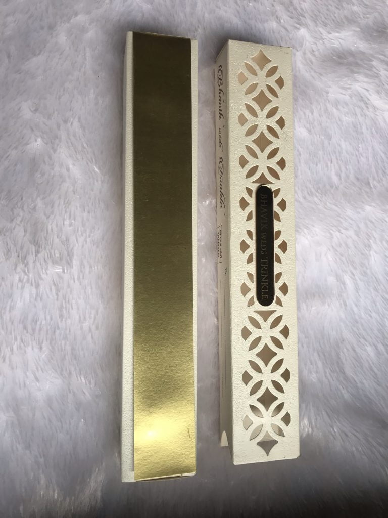 Laser cut scroll box with Red satin – Swastik Cards