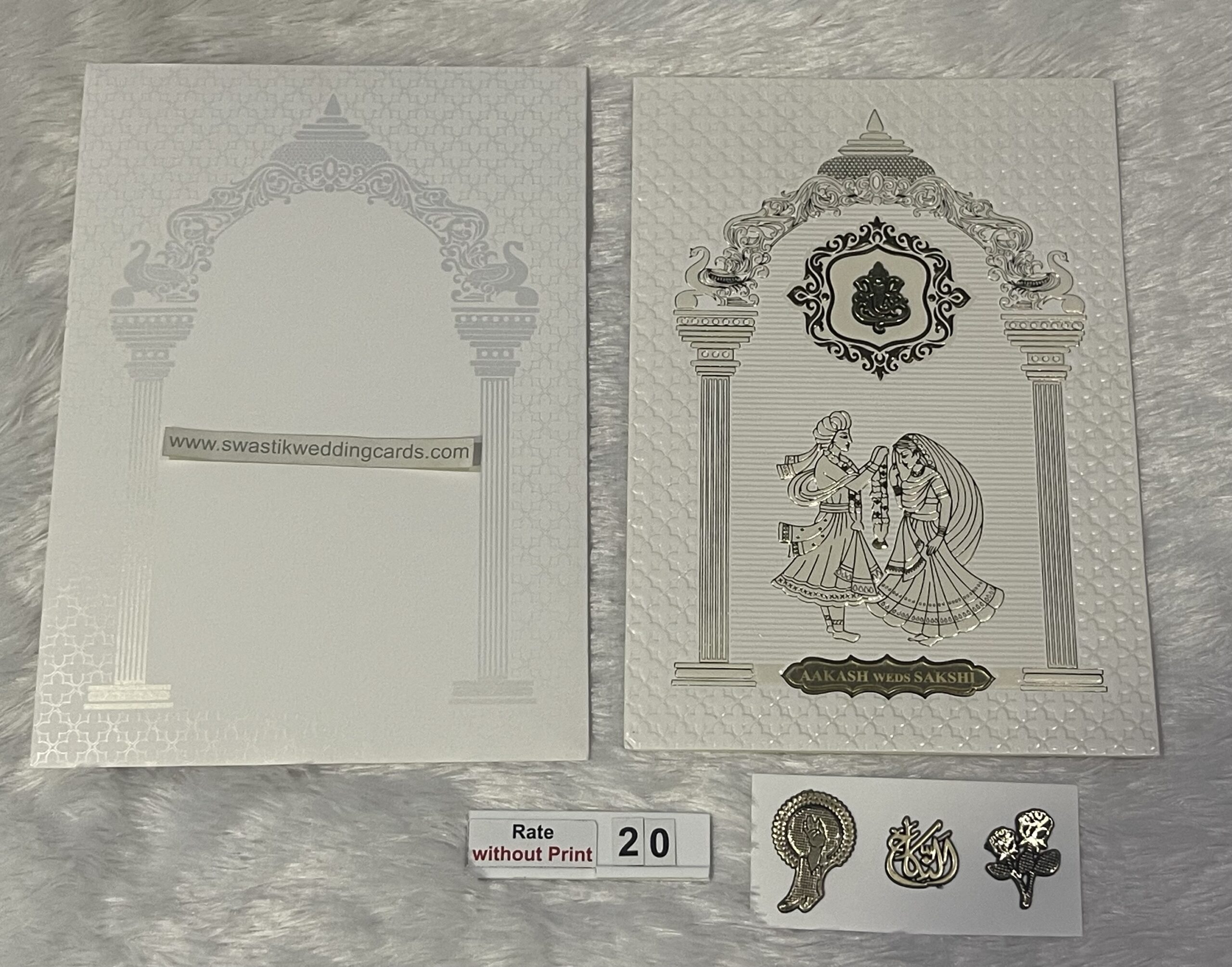 Folder style wedding invitation card with acrylic name plate – Swastik ...