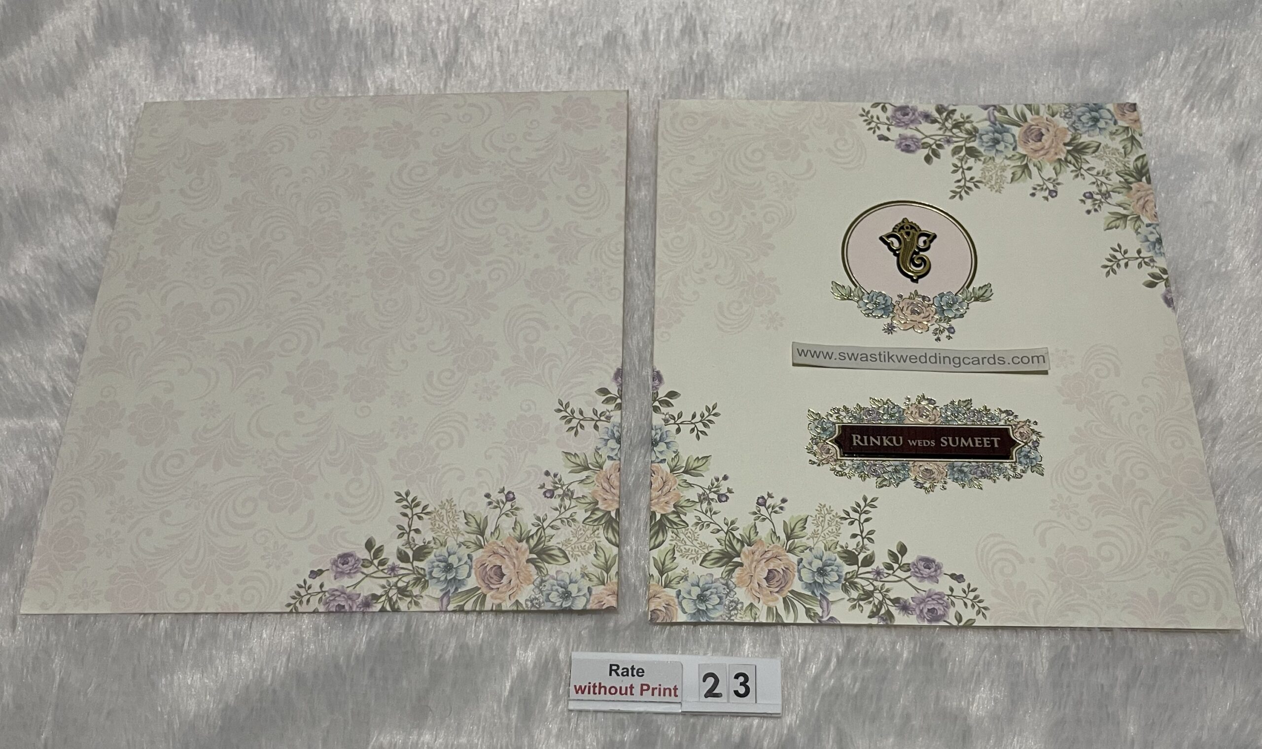 Floral Folder style wedding invitation card with Acrylic name plate ...