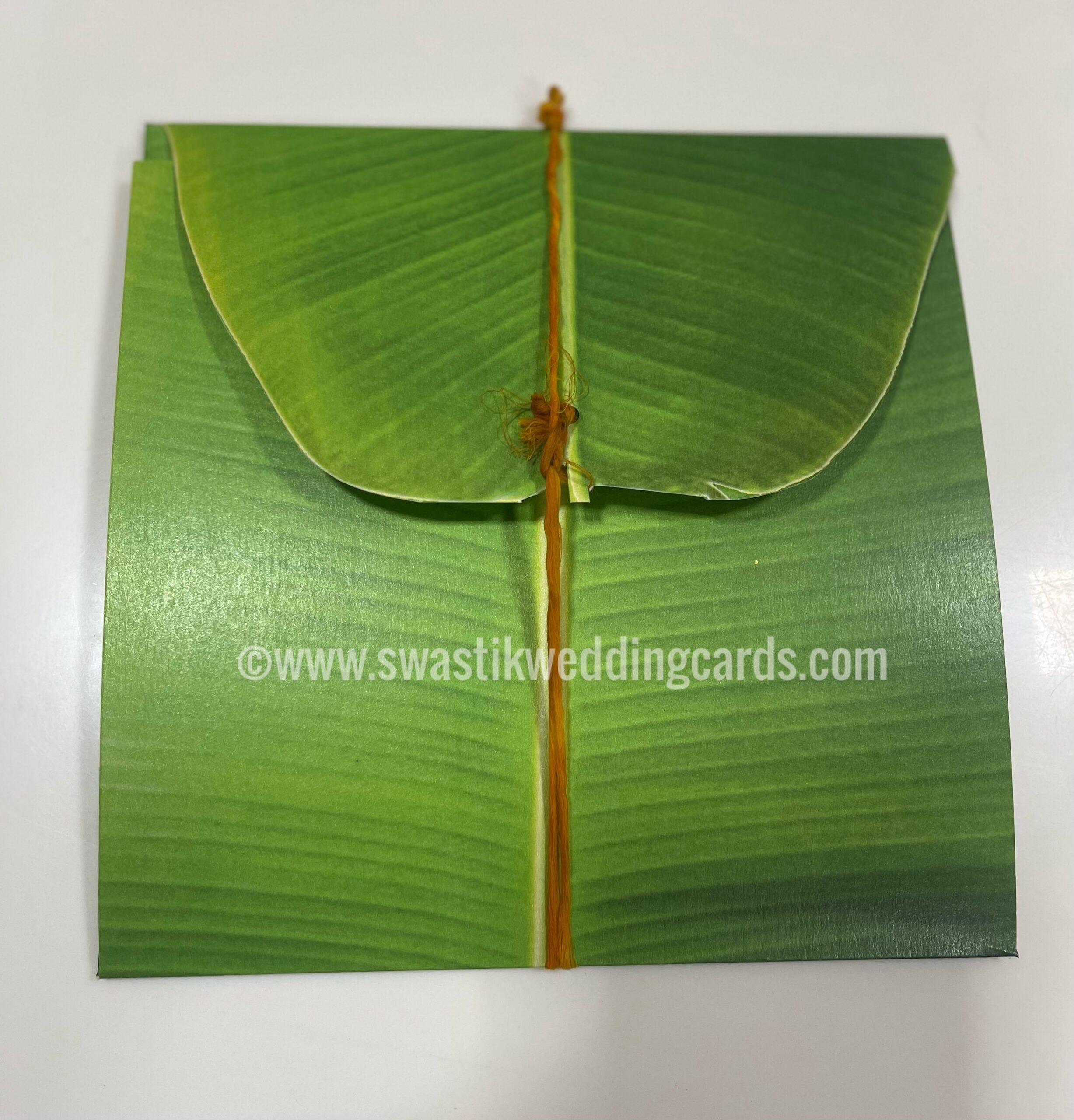 Traditional banana leaf Style creative wedding invitation card with 2 ...