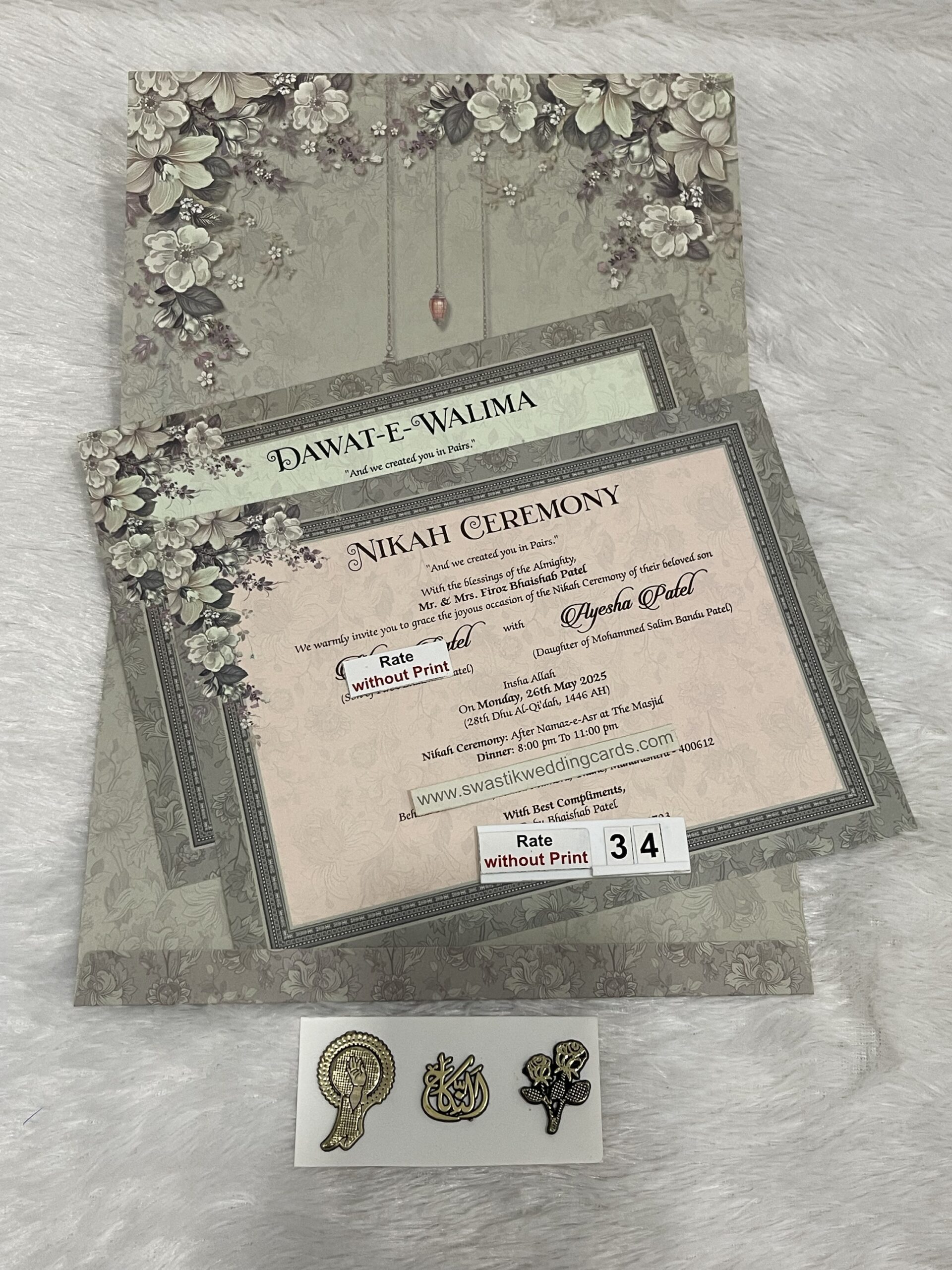 Floral Folder style wedding invitation cards with 2 inserts. – Swastik ...