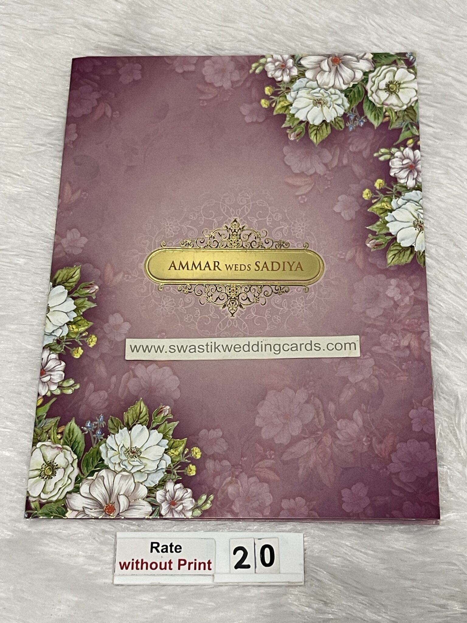 Floral Folder wedding Invitation card with golden acrylic name plate ...