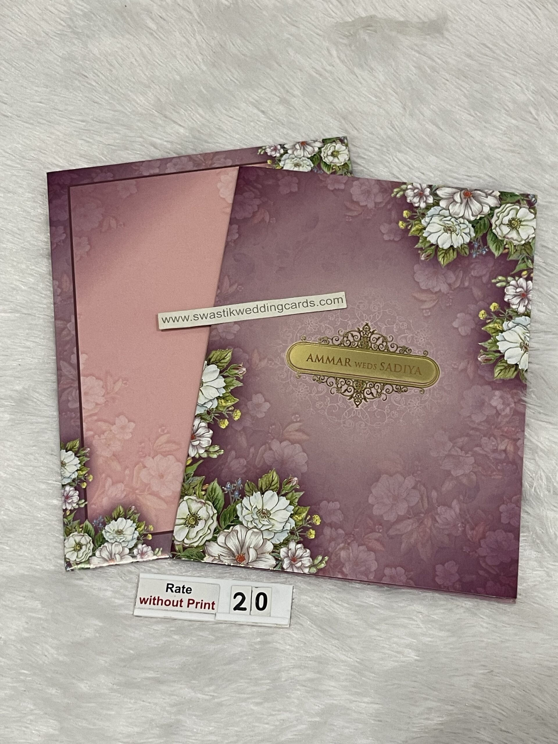 Floral Folder wedding Invitation card with golden acrylic name plate ...